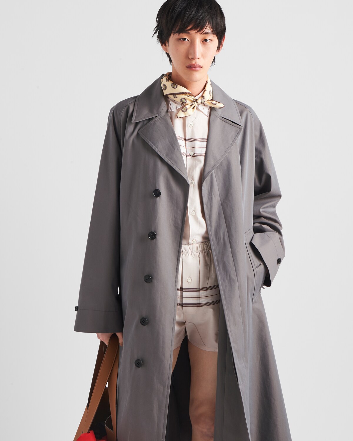 Sand/cocoa Brown Checked Cotton Shirt | PRADA