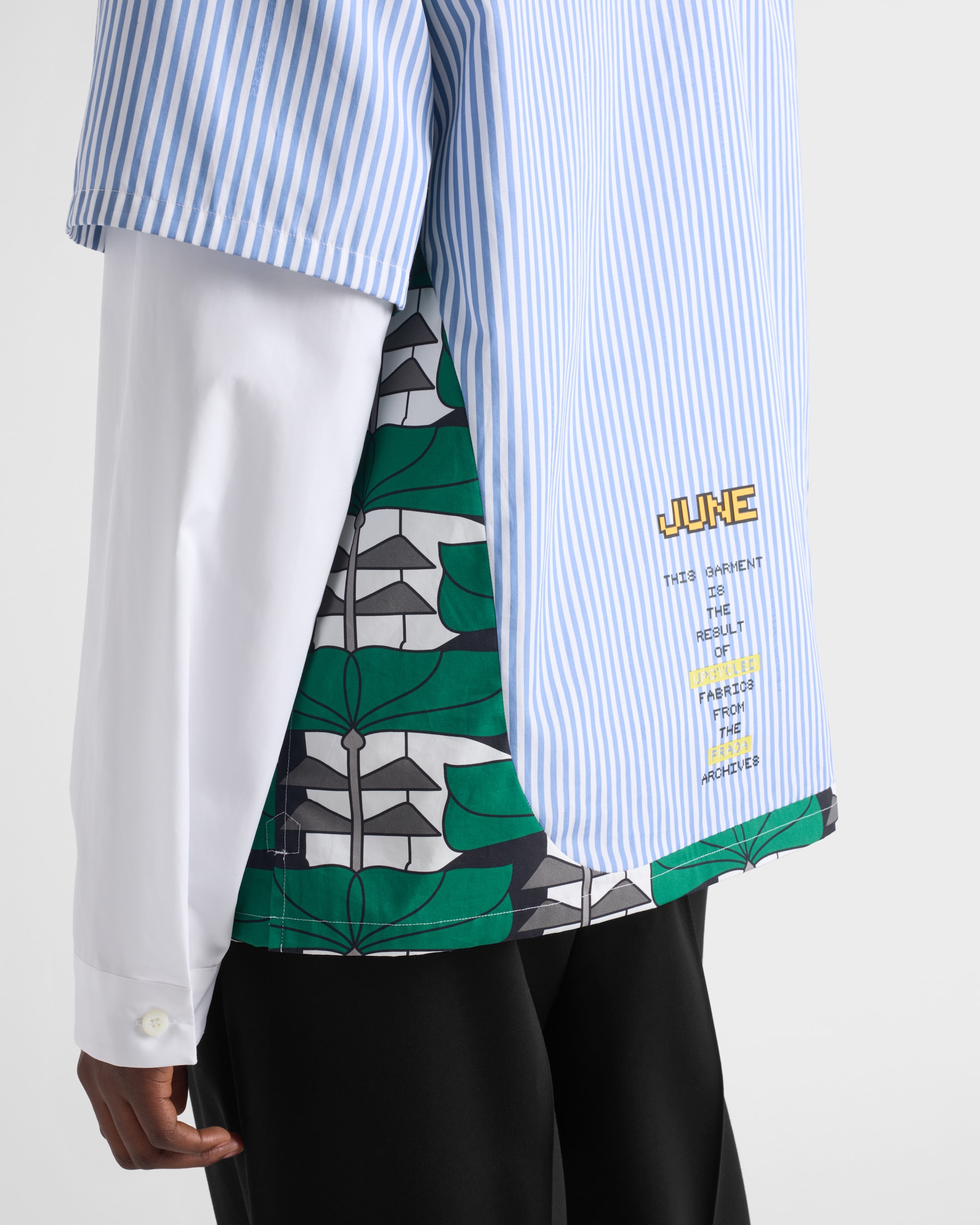 Light Blue/emerald Green Timecapsule Printed Cotton Shirt | PRADA ...