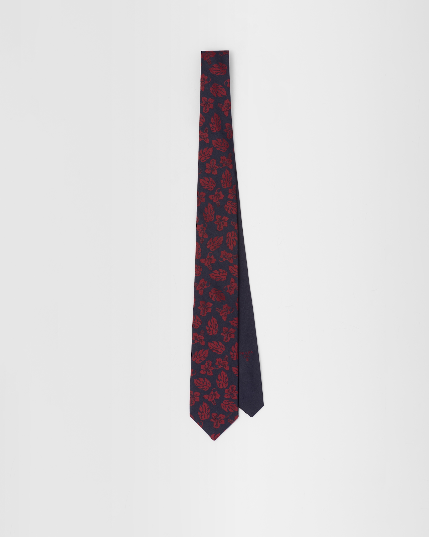 Burgundy Print Silk Tie | PRADA