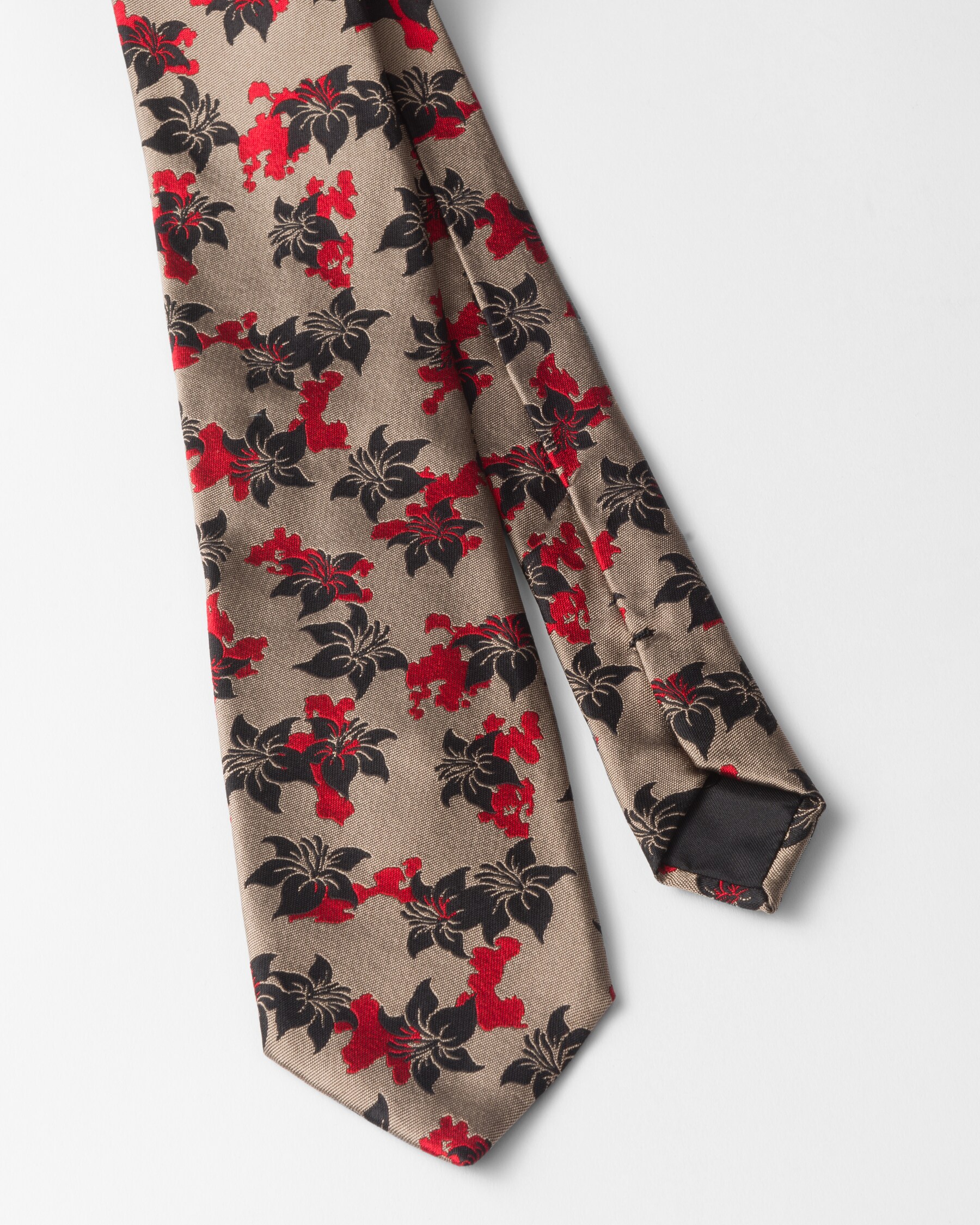 Khaki/red Silk Tie | PRADA