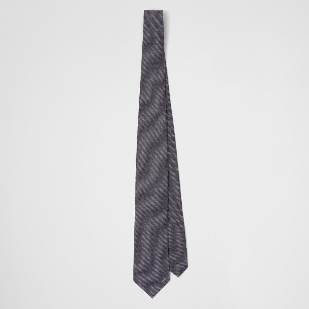 Smoky Gray Silk tie | Prada