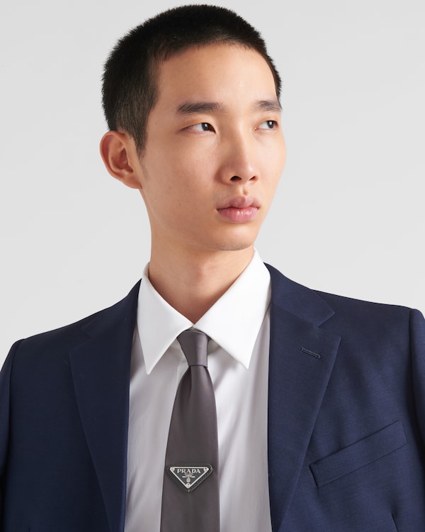 Iron Gray Re-nylon Gabardine Tie | PRADA