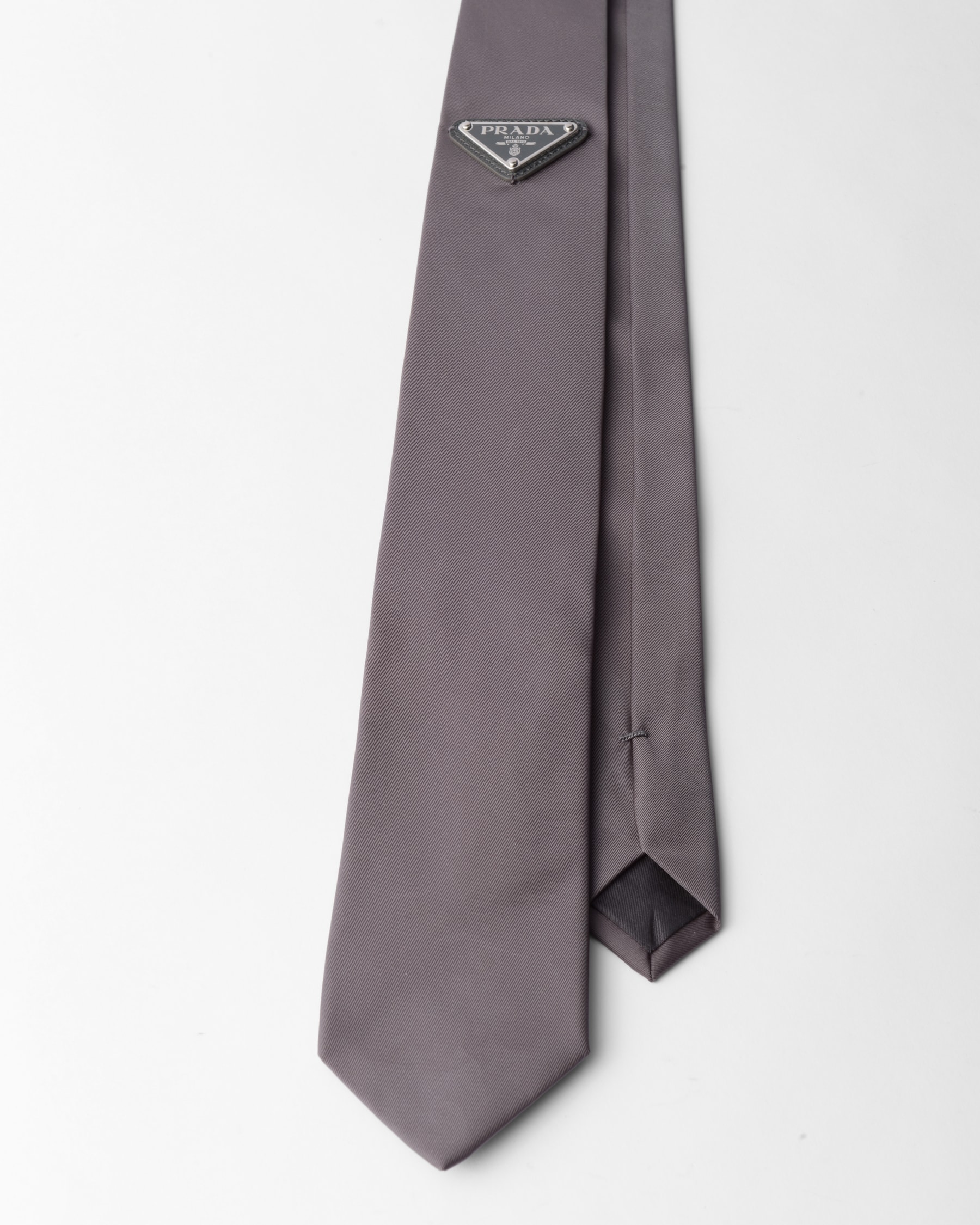 Iron Gray Re-nylon Gabardine Tie | PRADA