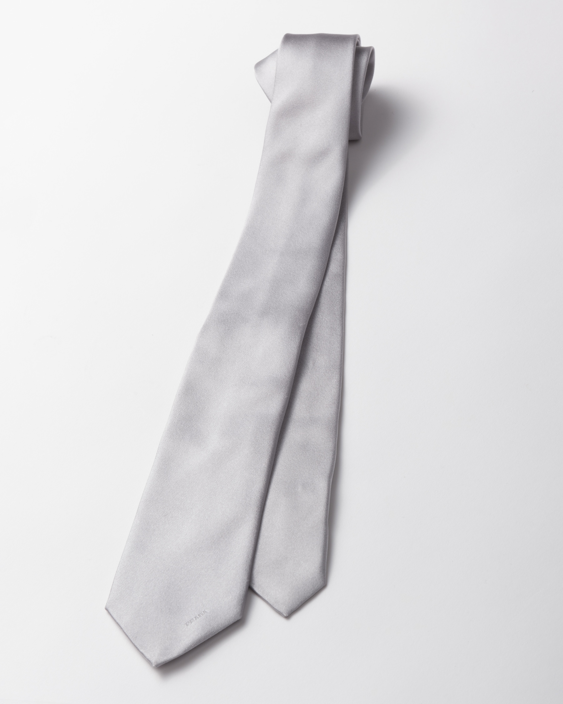 Pearl Gray Satin Tie | PRADA