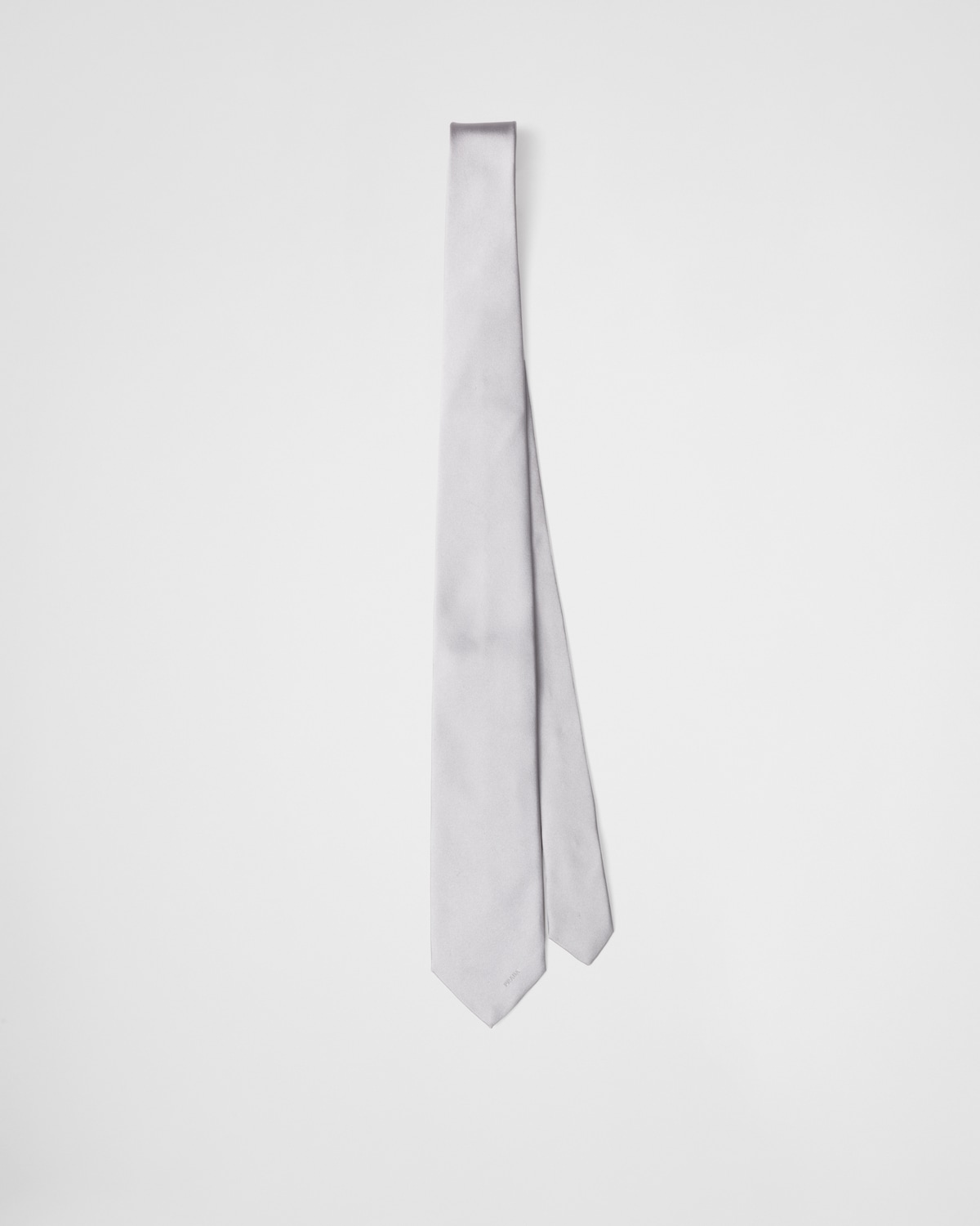Pearl Gray Satin Tie | PRADA
