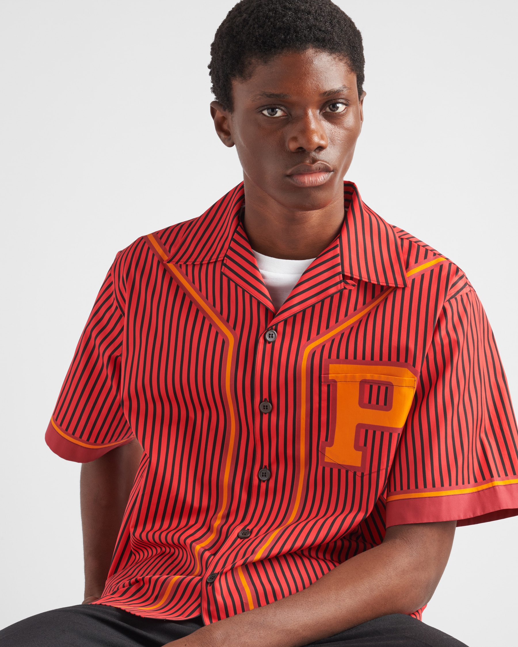 Red Short-sleeved Cotton Shirt | PRADA
