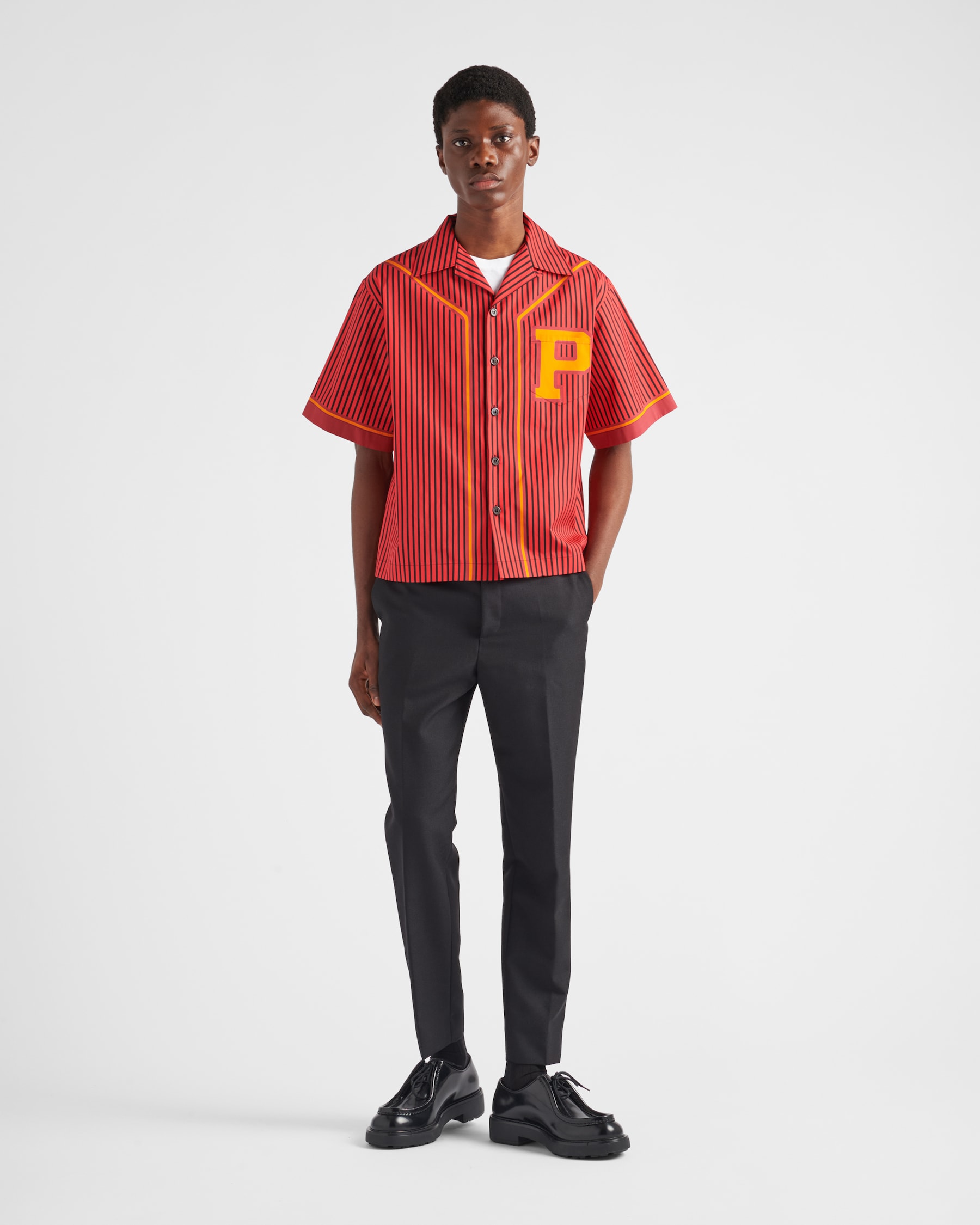 Red Short-sleeved Cotton Shirt | PRADA