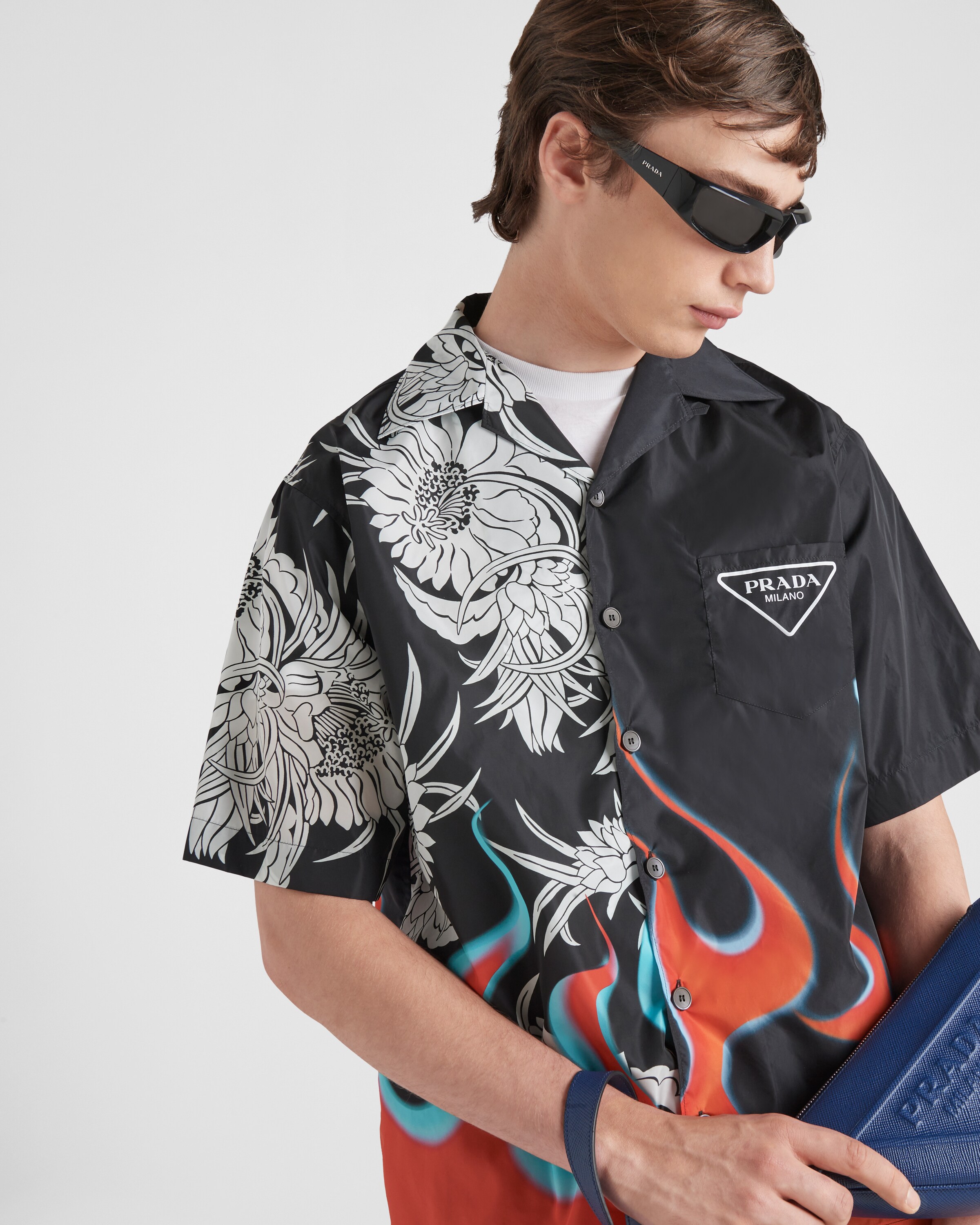 Black/red Double Match light nylon shirt | Prada