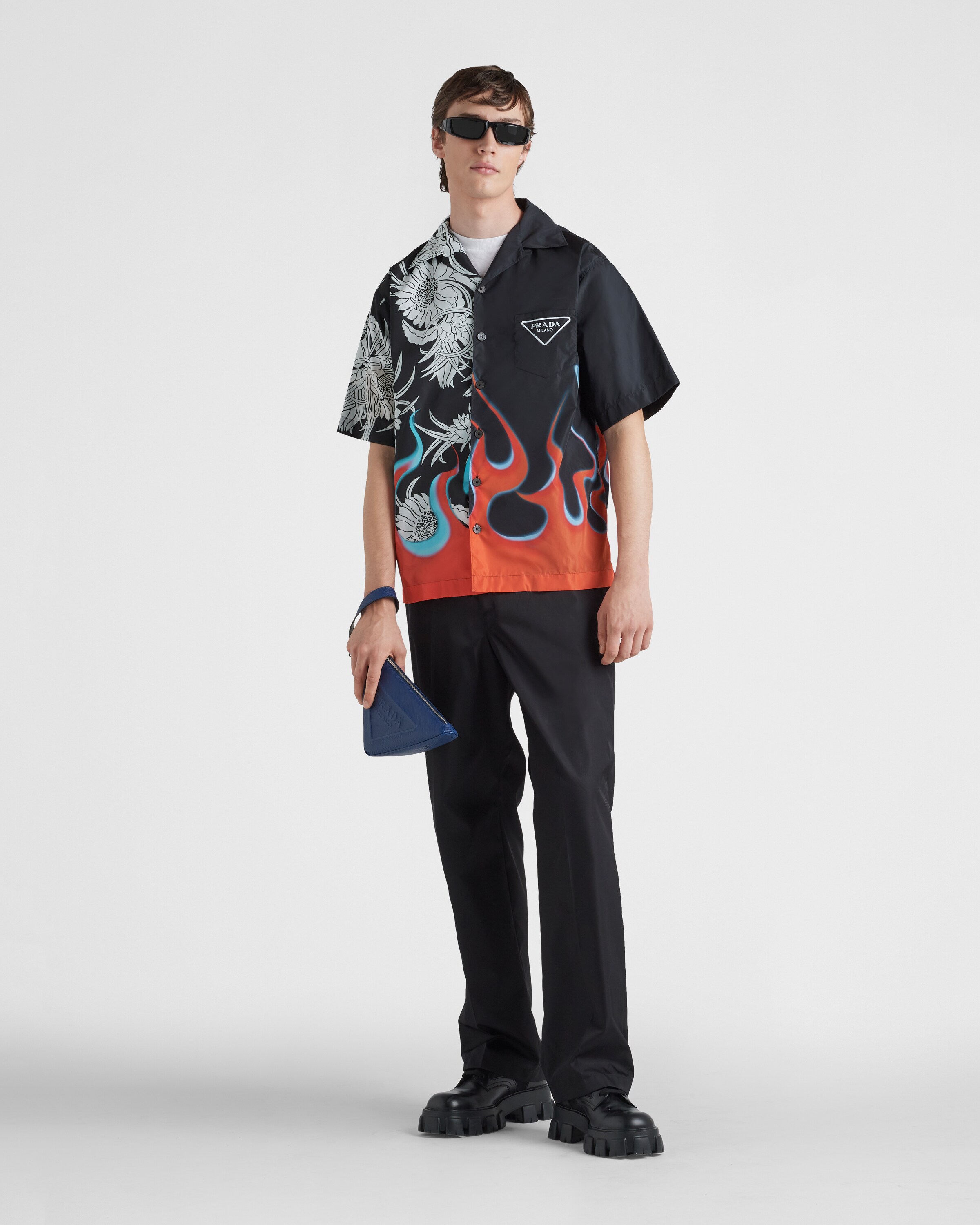 Black/red Double Match light nylon shirt | Prada