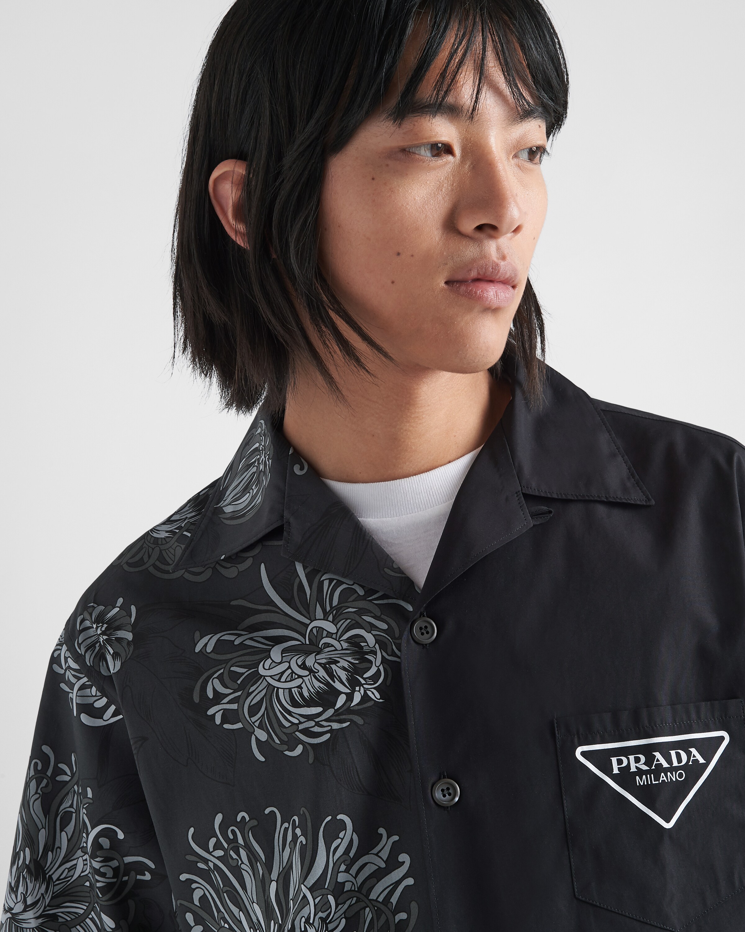 Grey Double Match cotton shirt | Prada