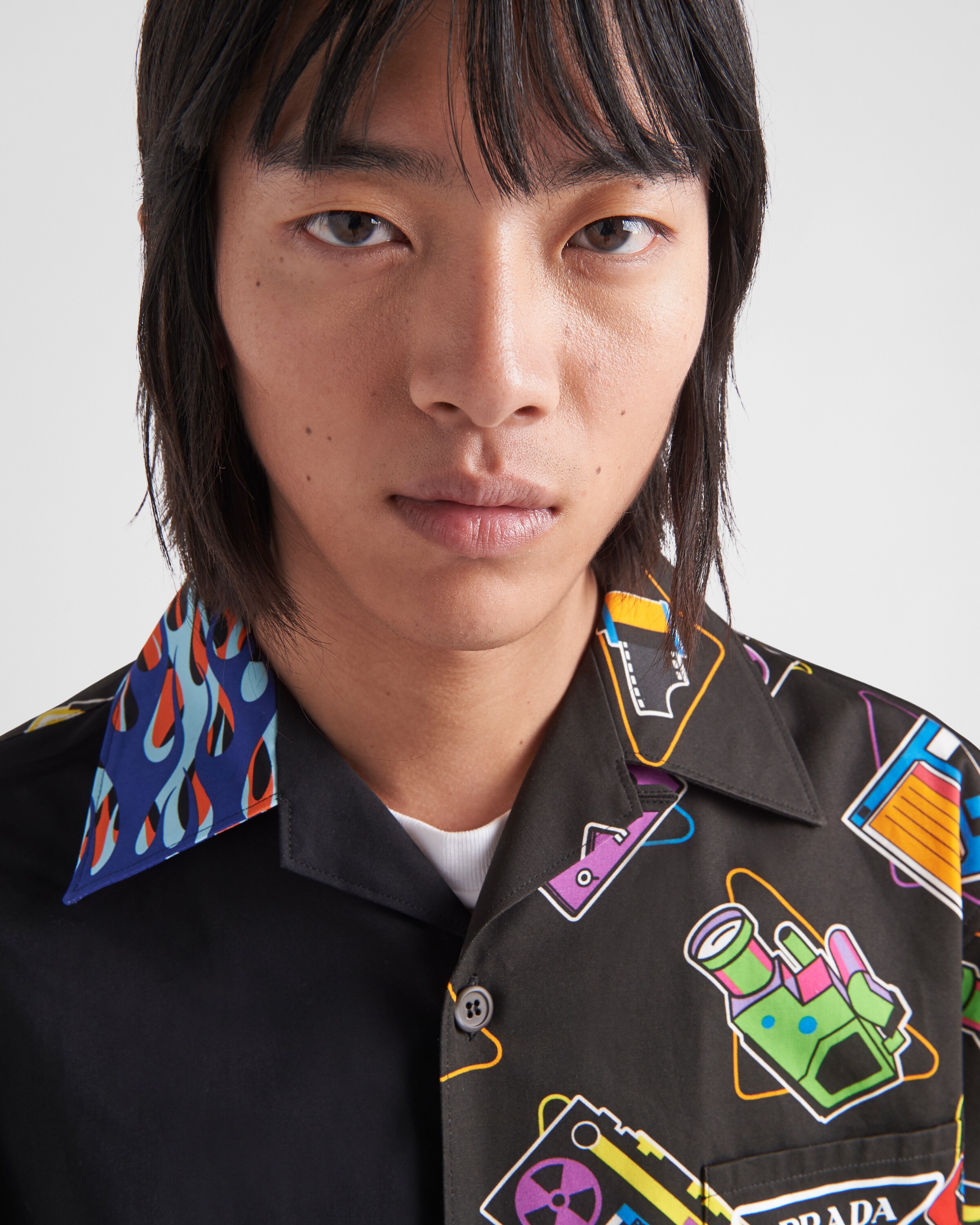 Black Double Match heavy cotton shirt | Prada