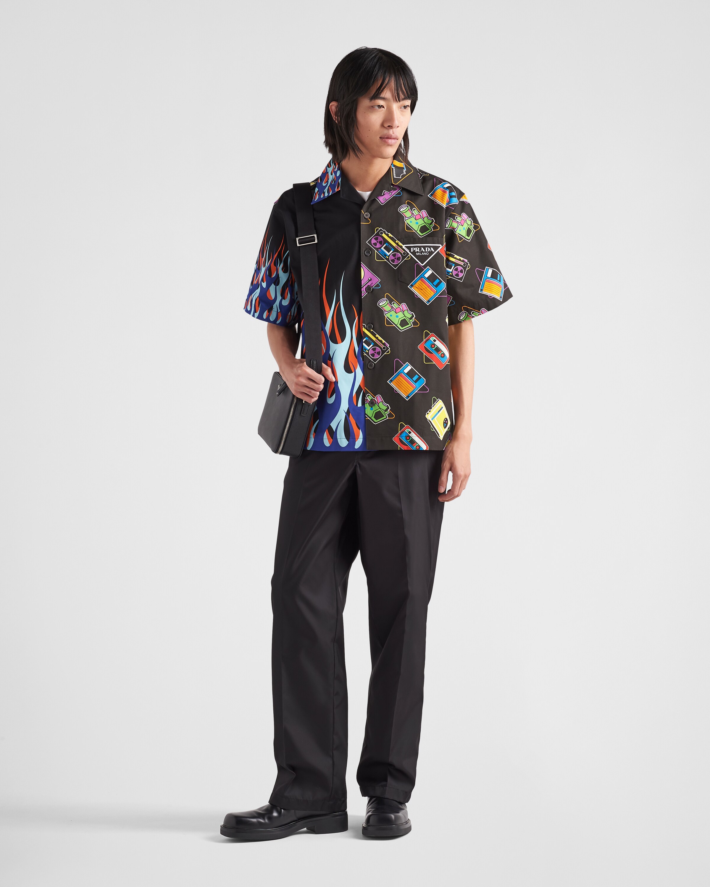 Black Double Match heavy cotton shirt | Prada