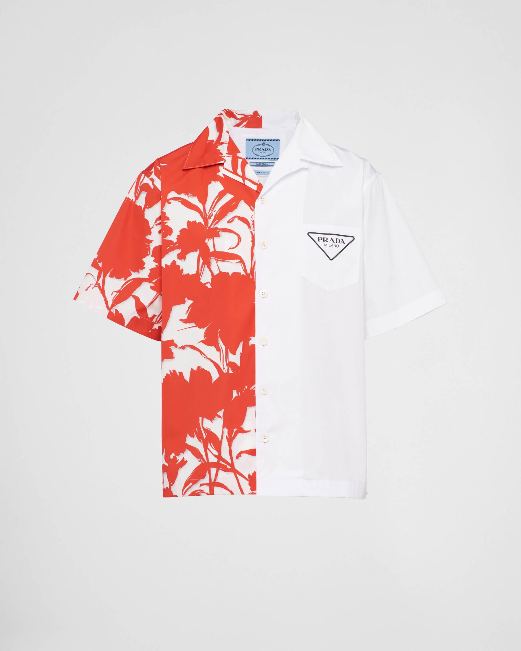 Lacquer Red Double Match Cotton Shirt | PRADA