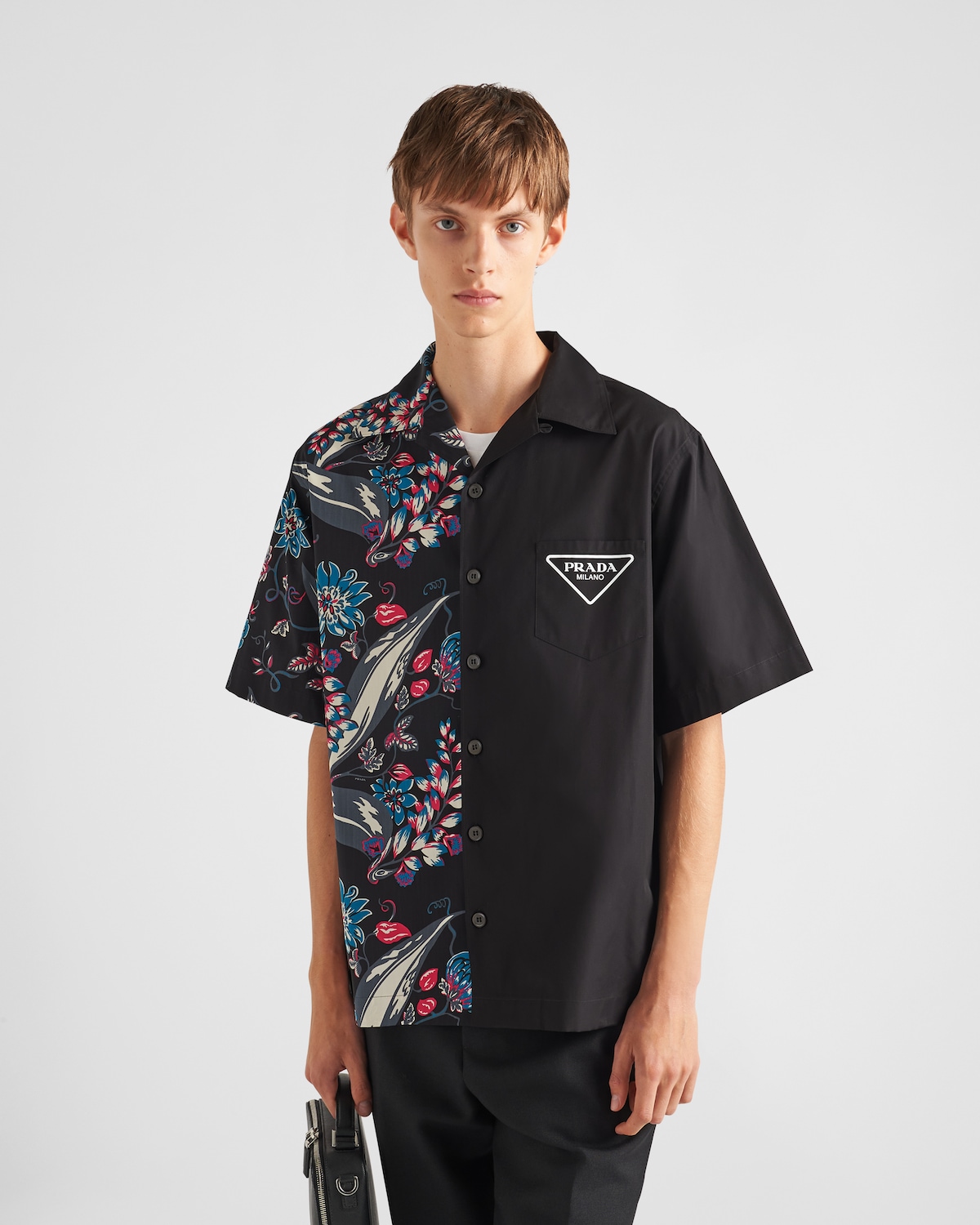 Black Short-sleeved Cotton Shirt | PRADA