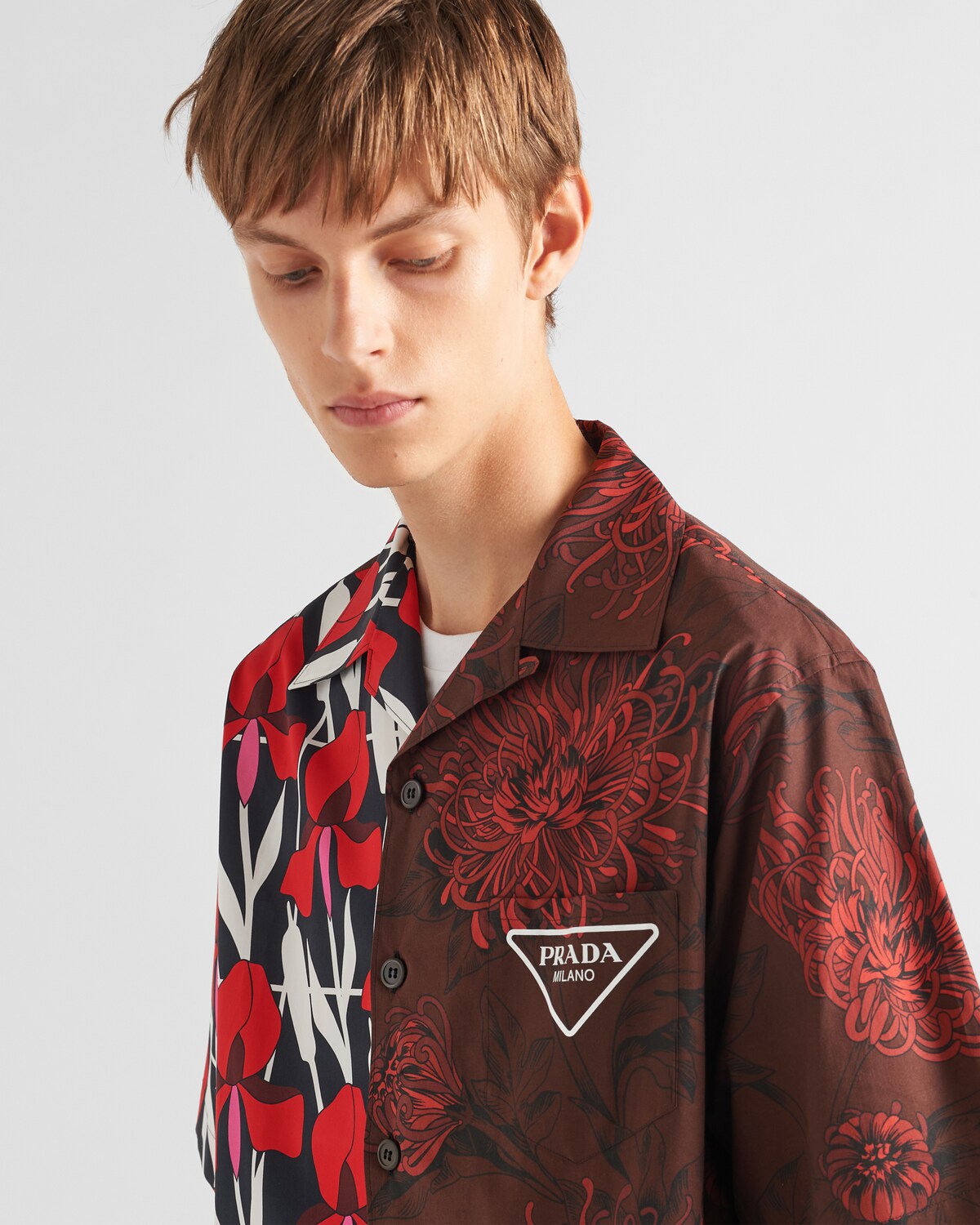 Red Double Match Cotton Shirt | PRADA