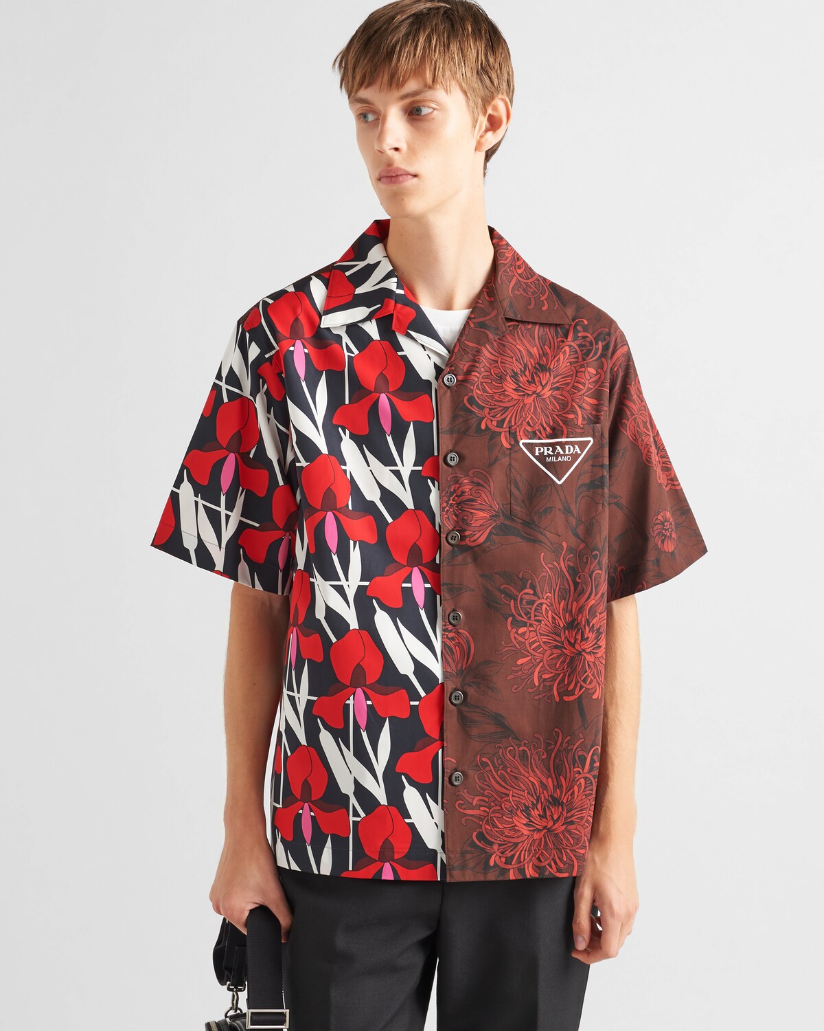 Red Double Match Cotton Shirt | PRADA