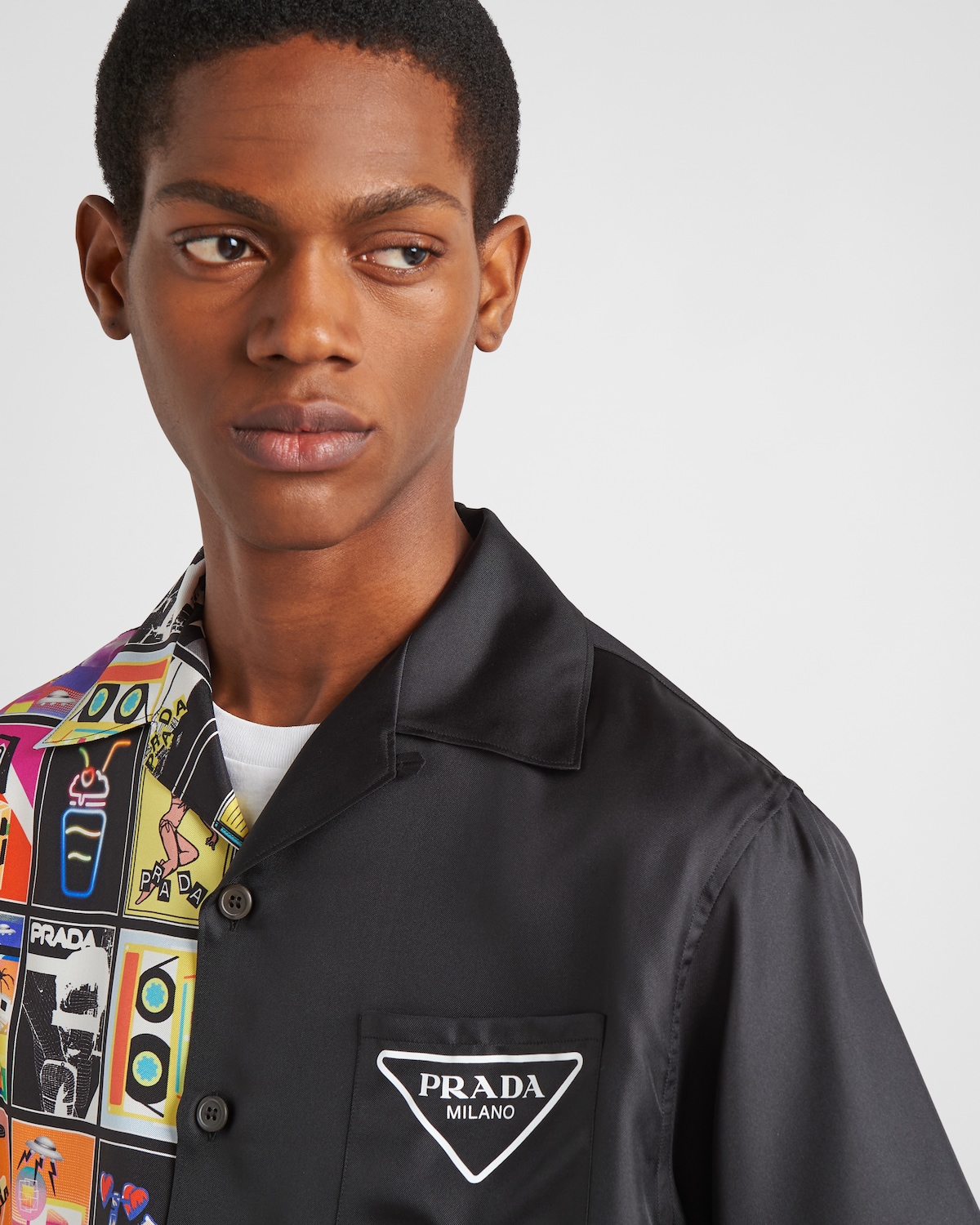 Orange Double Match Silk Twill Shirt | PRADA