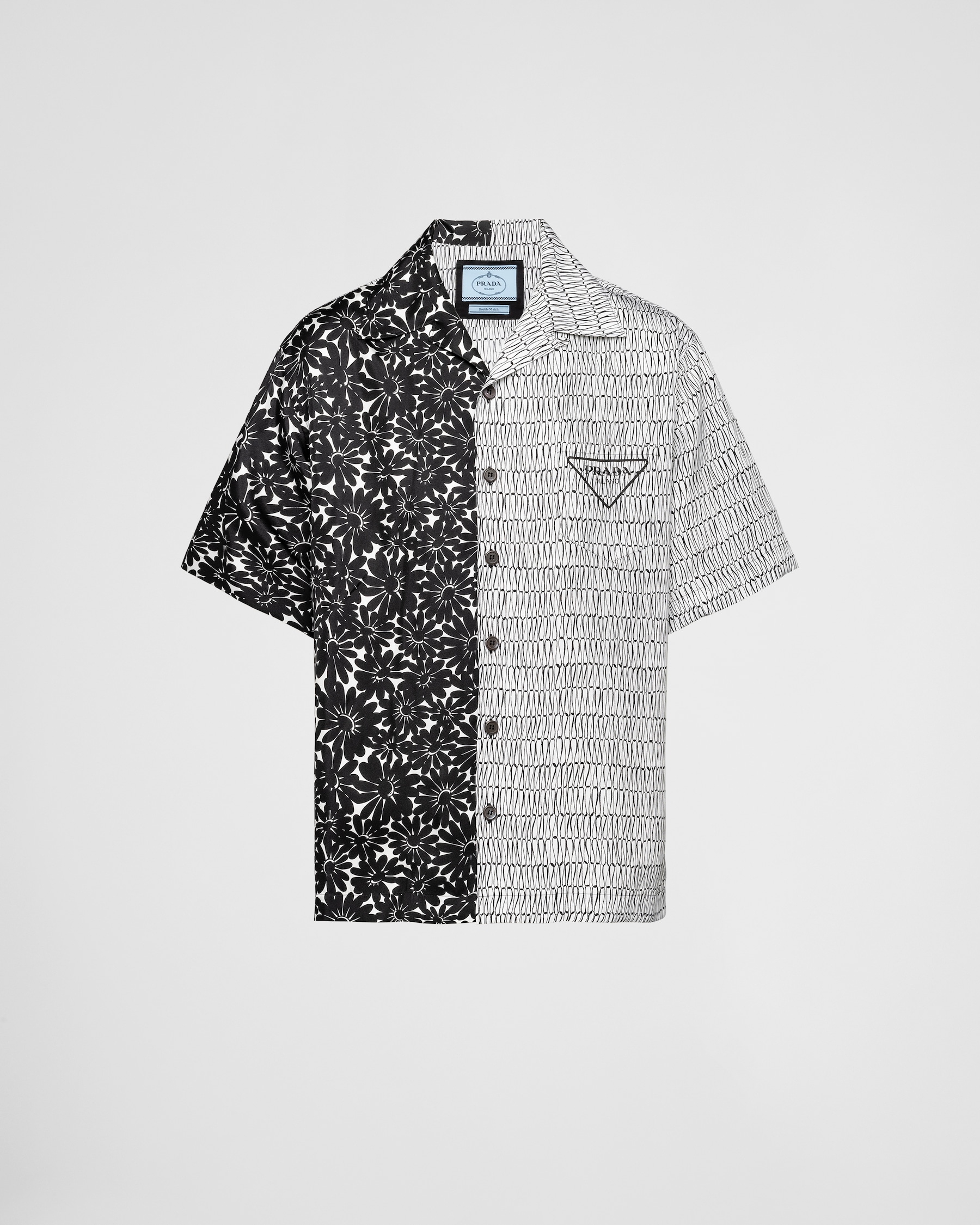 Black/white Double Match Silk Shirt | PRADA
