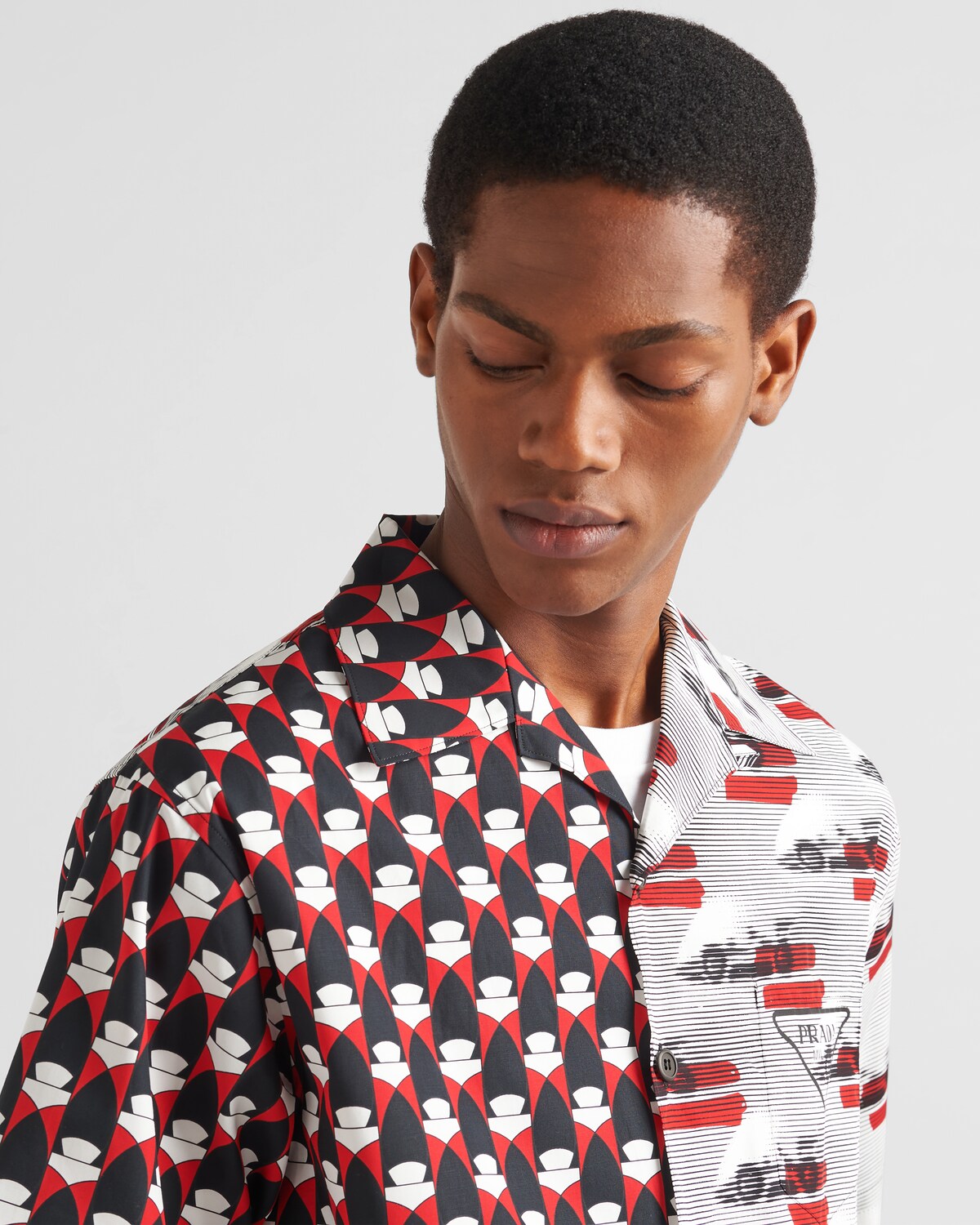 Red Double Match Stretch Cotton Shirt | PRADA