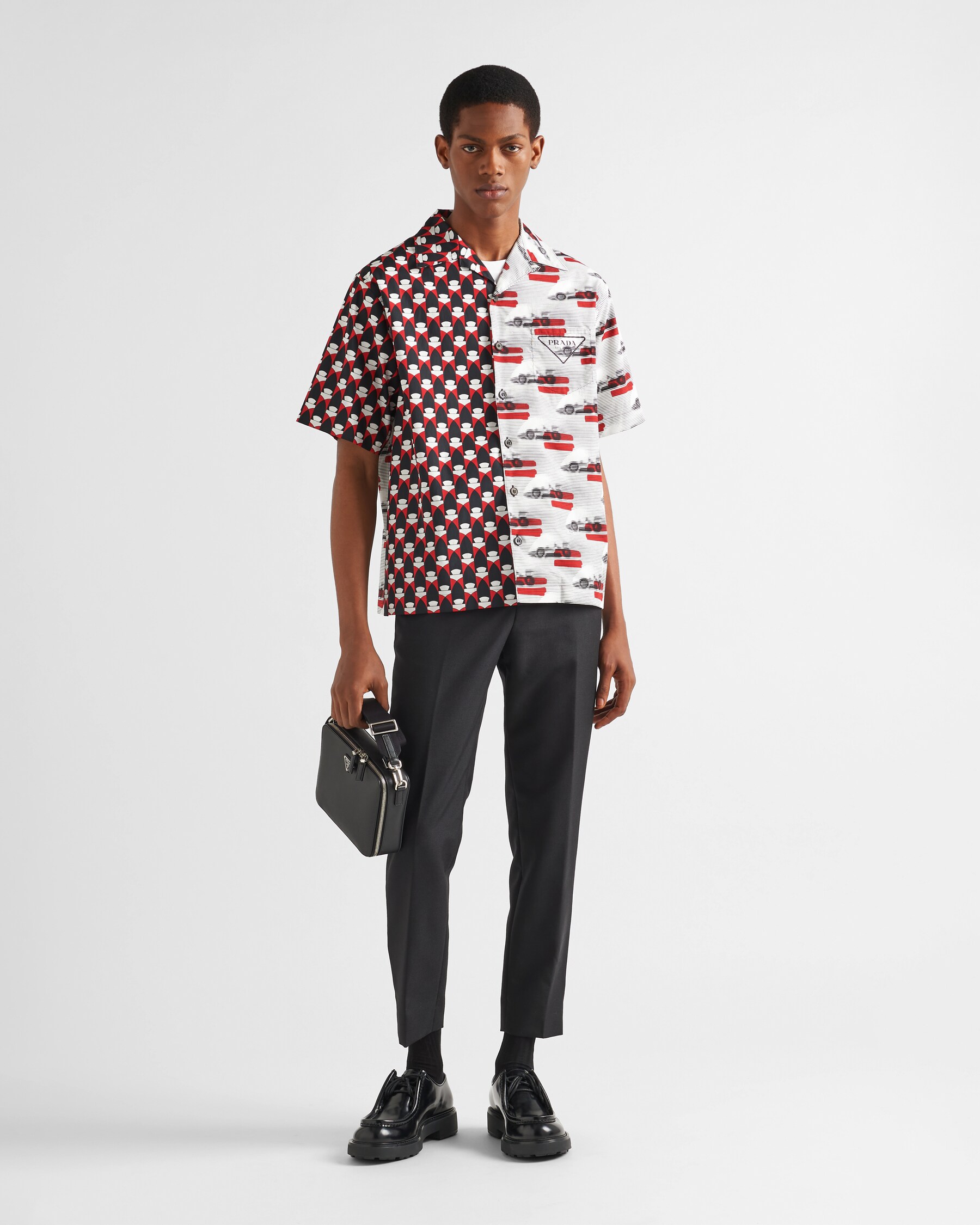 Red Double Match Stretch Cotton Shirt | PRADA