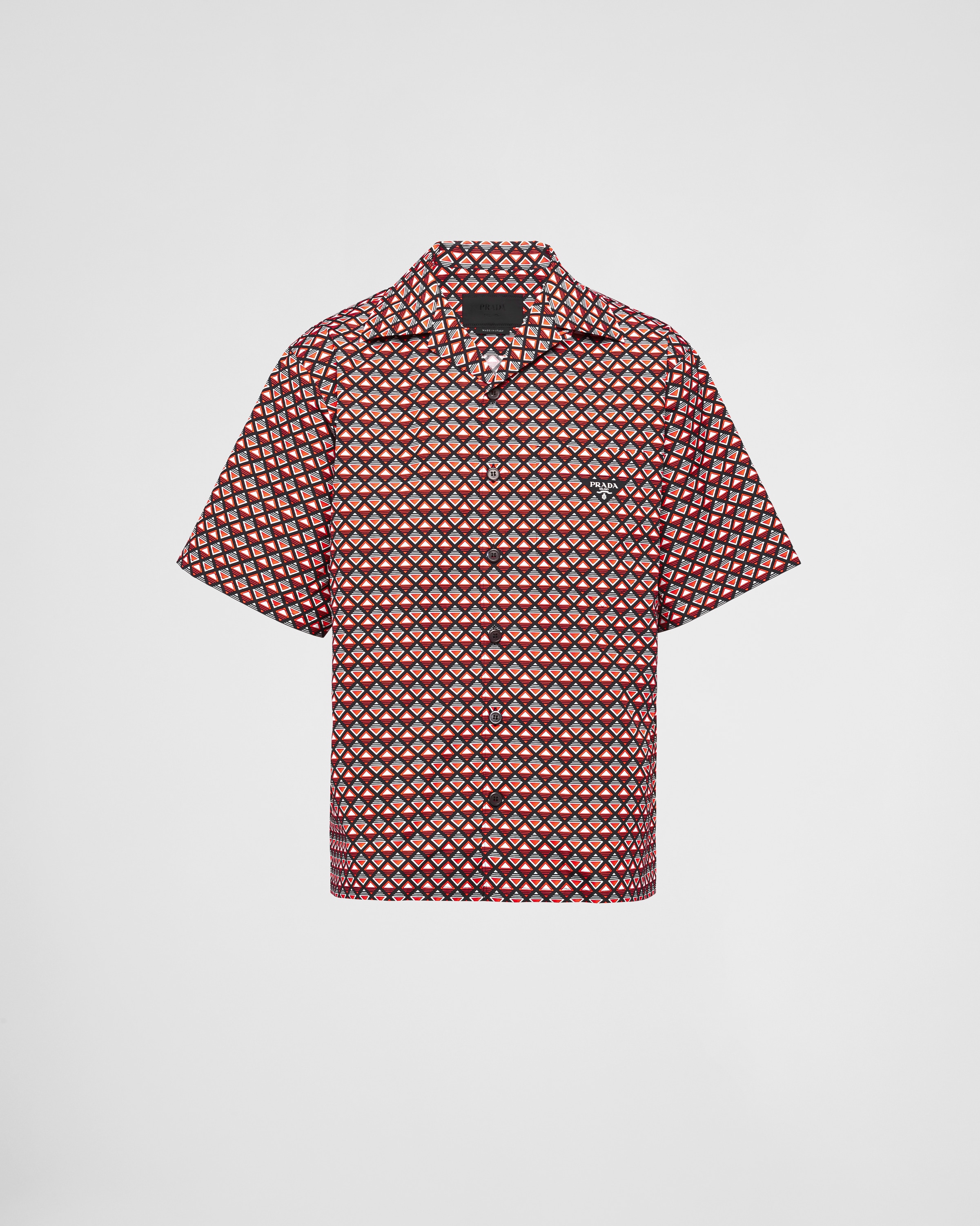 Orange Short-sleeved printed cotton shirt | Prada