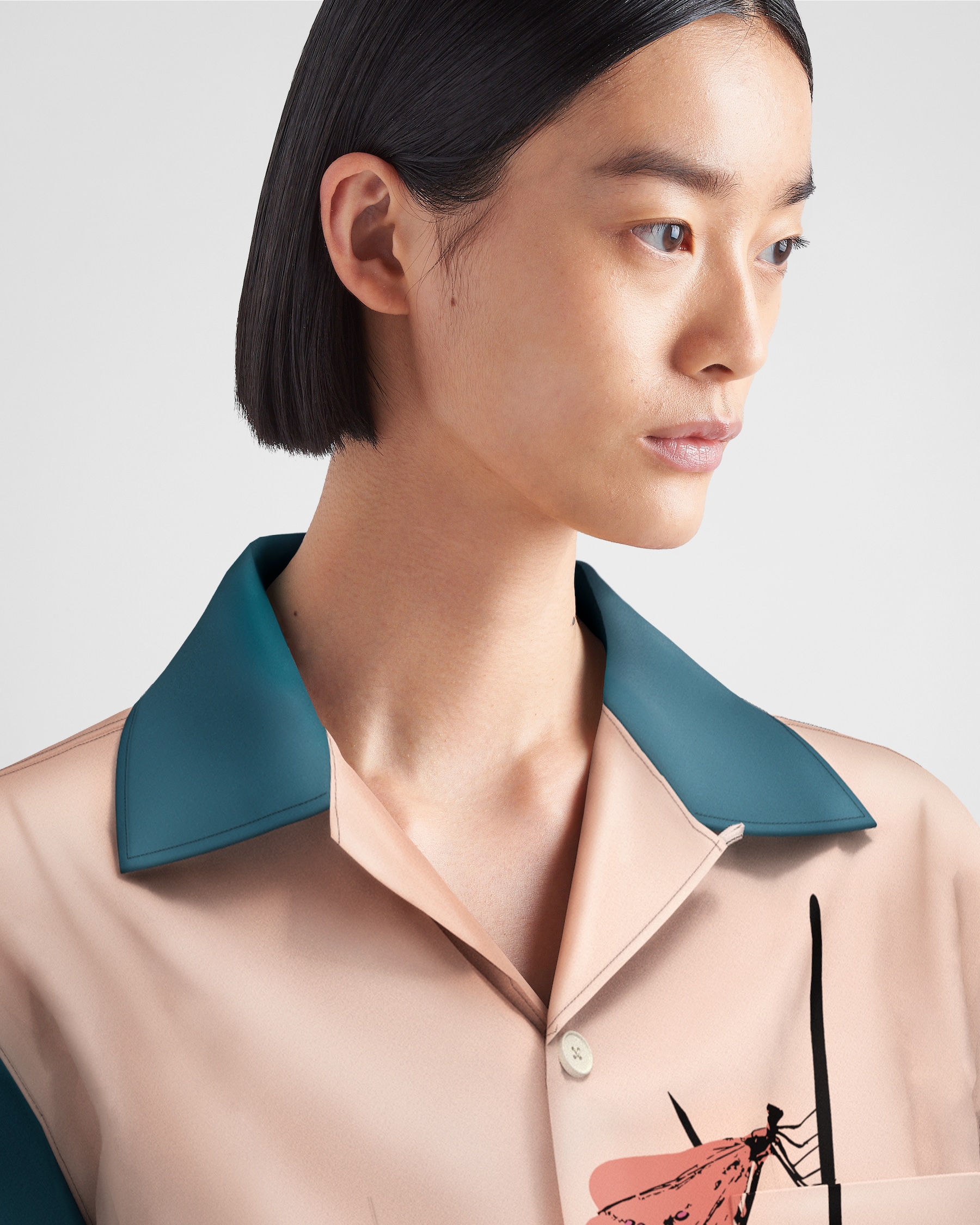 Peach / Octanium Timecapsule Printed Cotton Shirt | PRADA