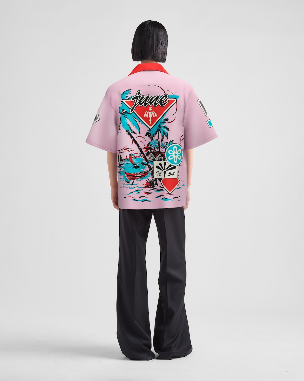 Alabaster Pink Timecapsule Printed Cotton Shirt | PRADA
