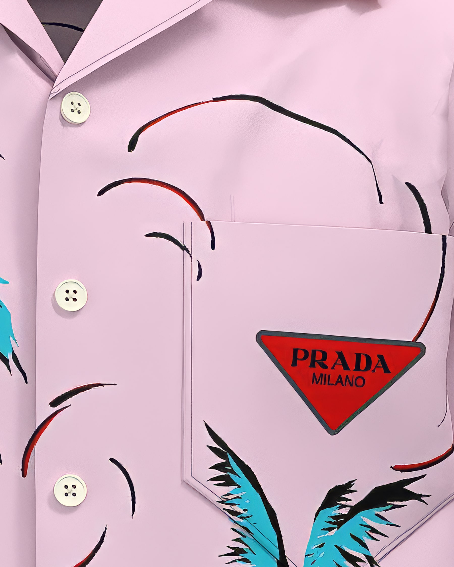 Alabaster Pink Timecapsule Printed Cotton Shirt | PRADA