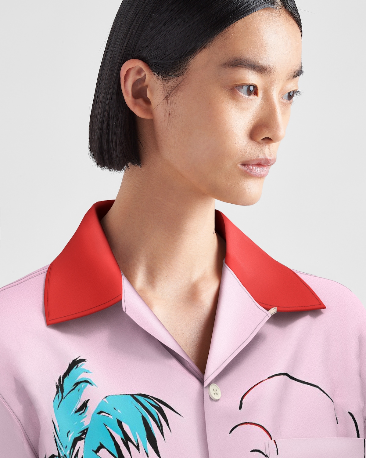 Alabaster Pink Timecapsule Printed Cotton Shirt | PRADA