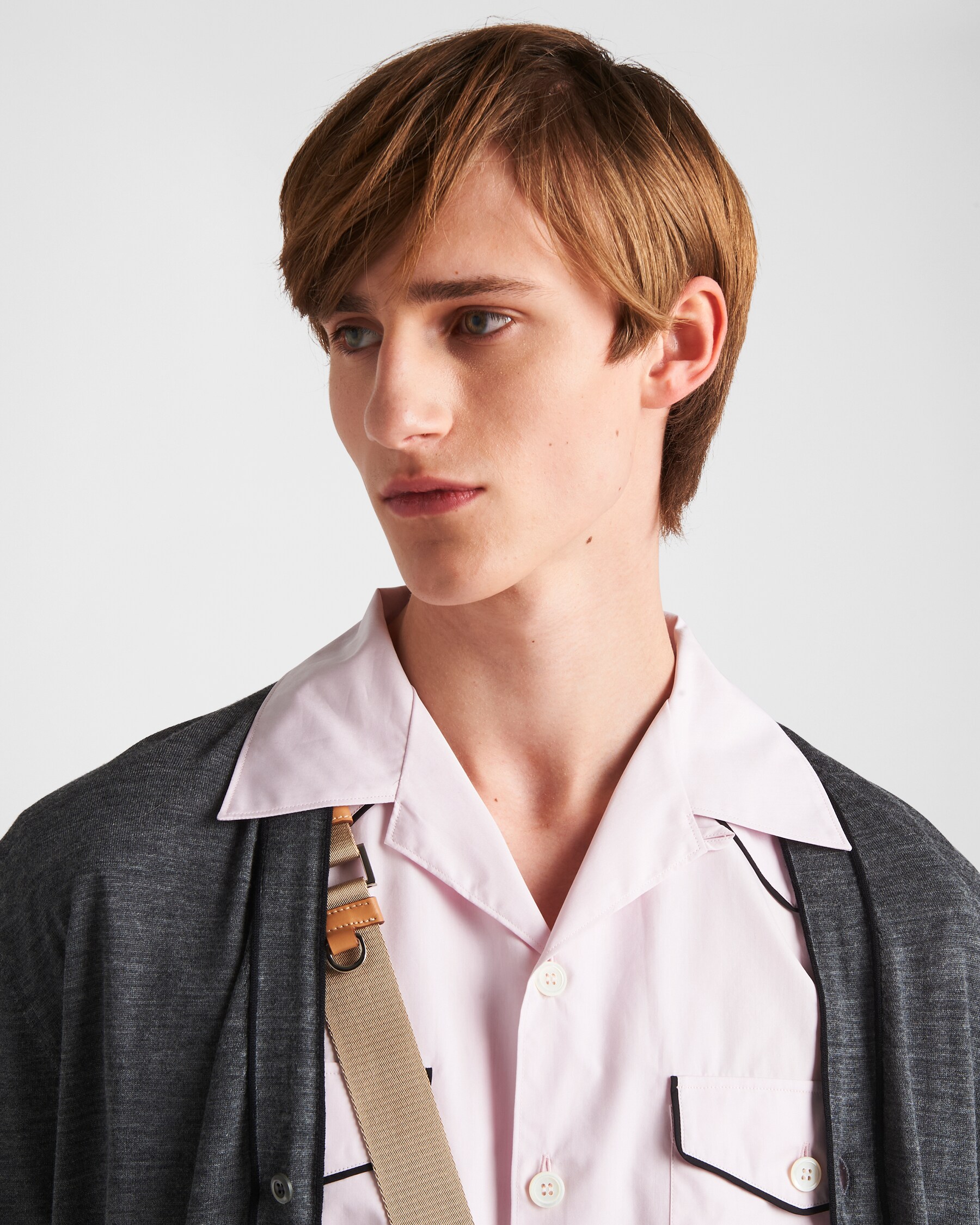 Alabaster Pink Short-sleeved Cotton Shirt | PRADA