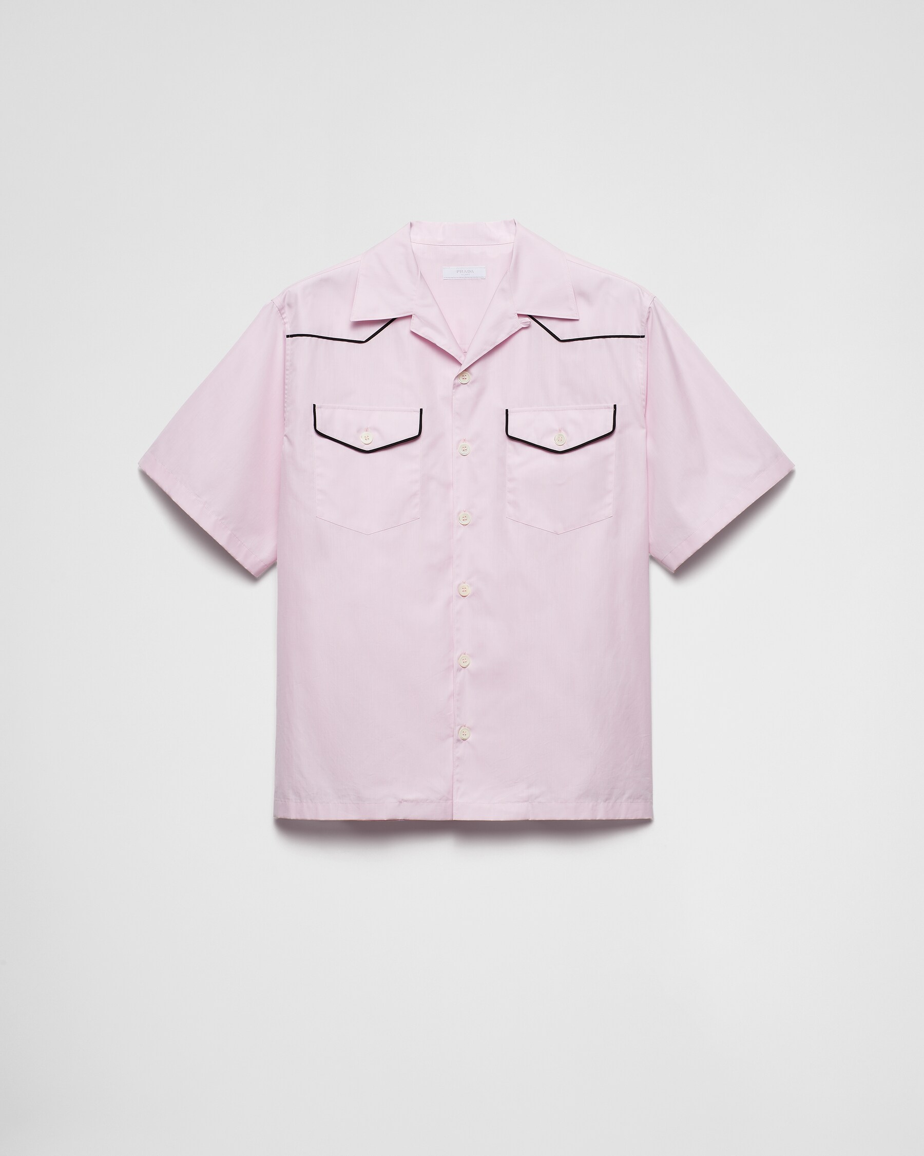 Alabaster Pink Short-sleeved Cotton Shirt | PRADA