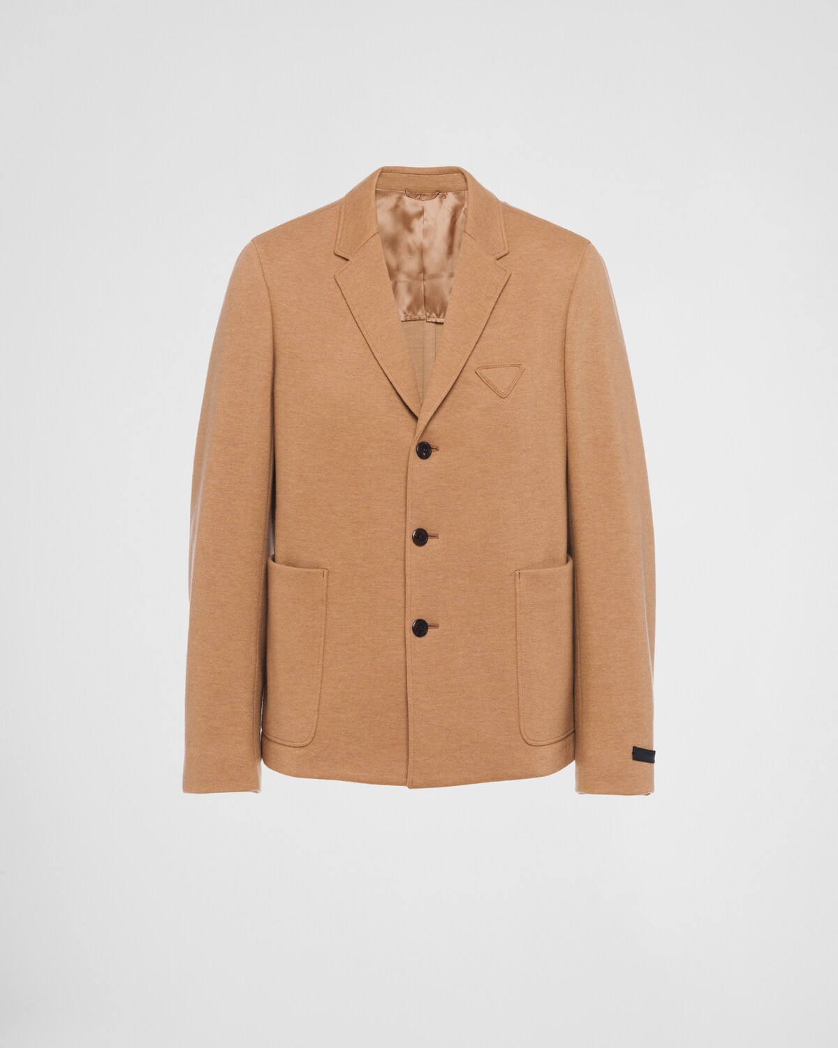 Camel Brown Single-breasted Cashmere And Wool Jacket | PRADA