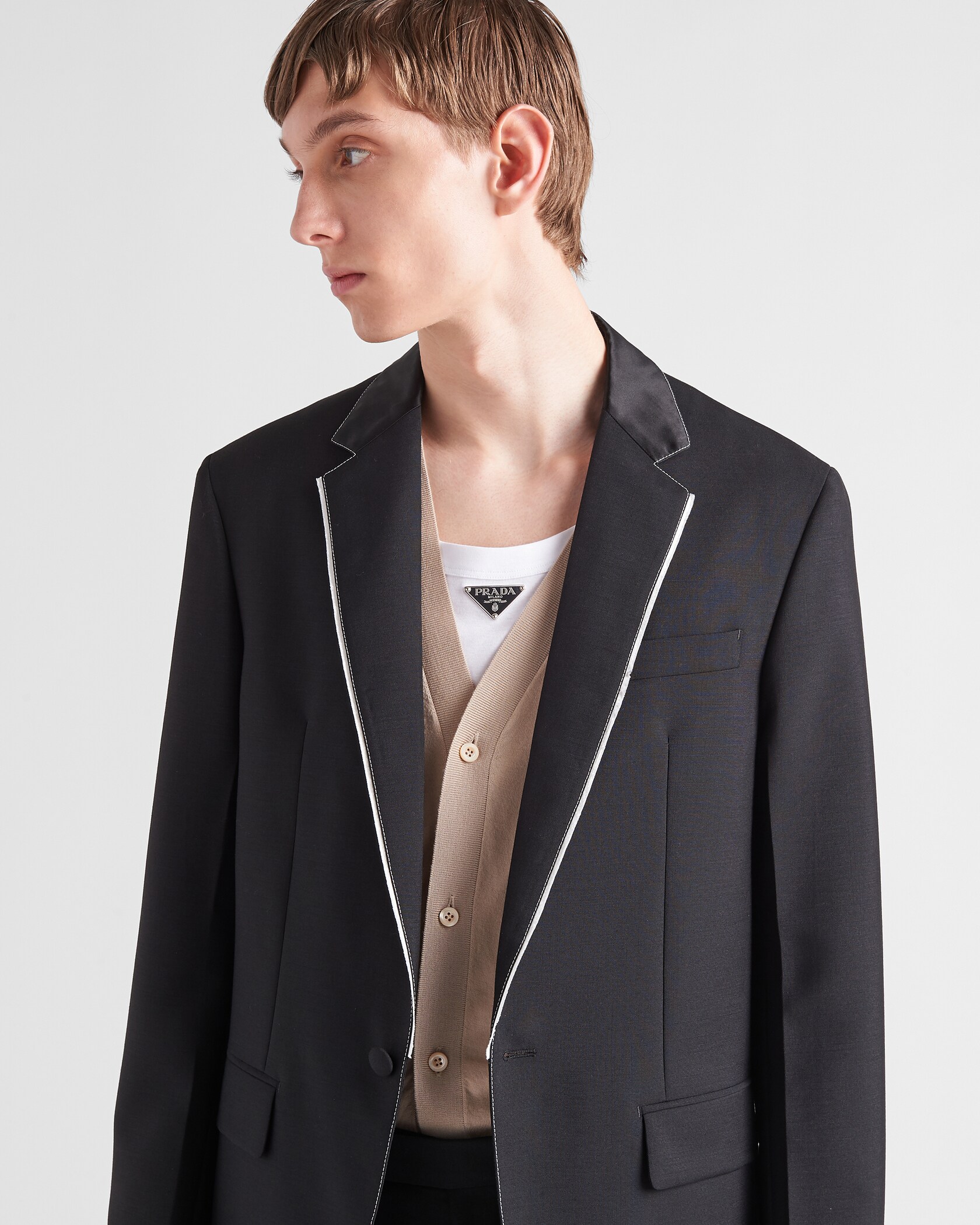 Black Single-breasted Mohair Wool Jacket | PRADA