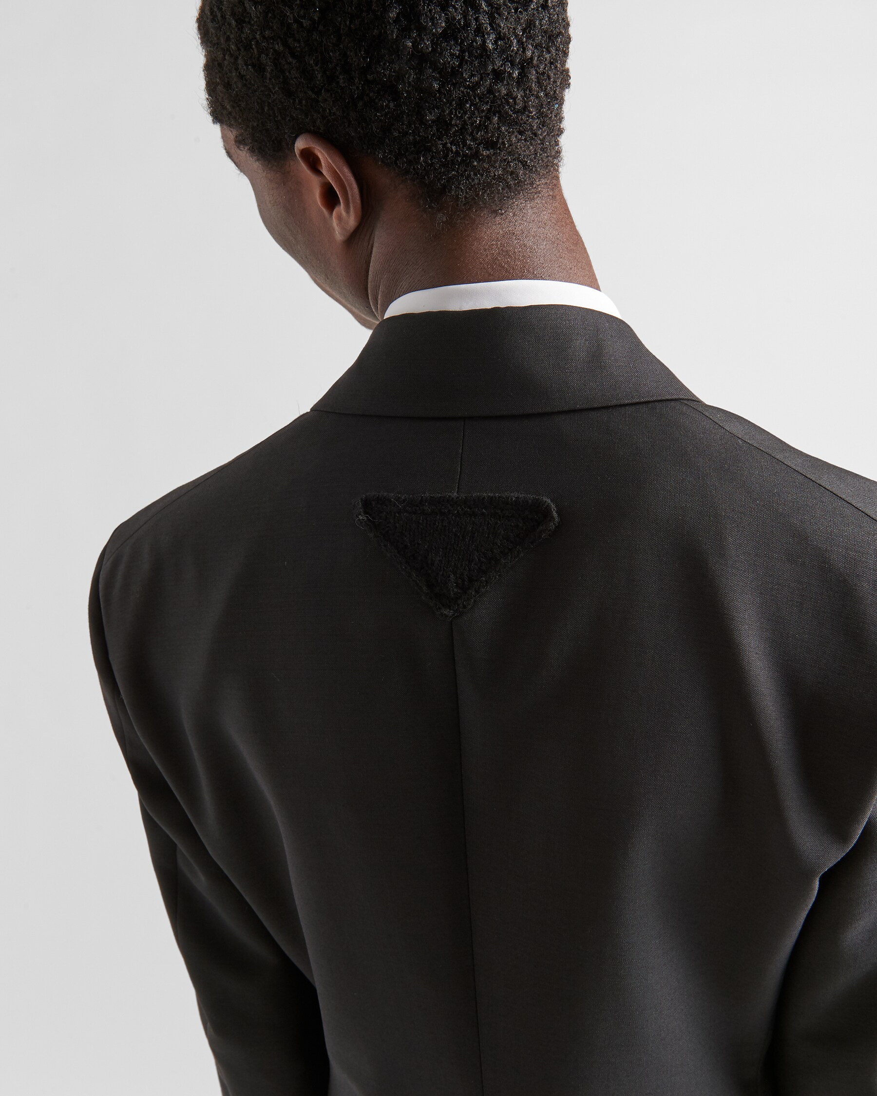 Black Double-breasted Mohair Wool Jacket | PRADA