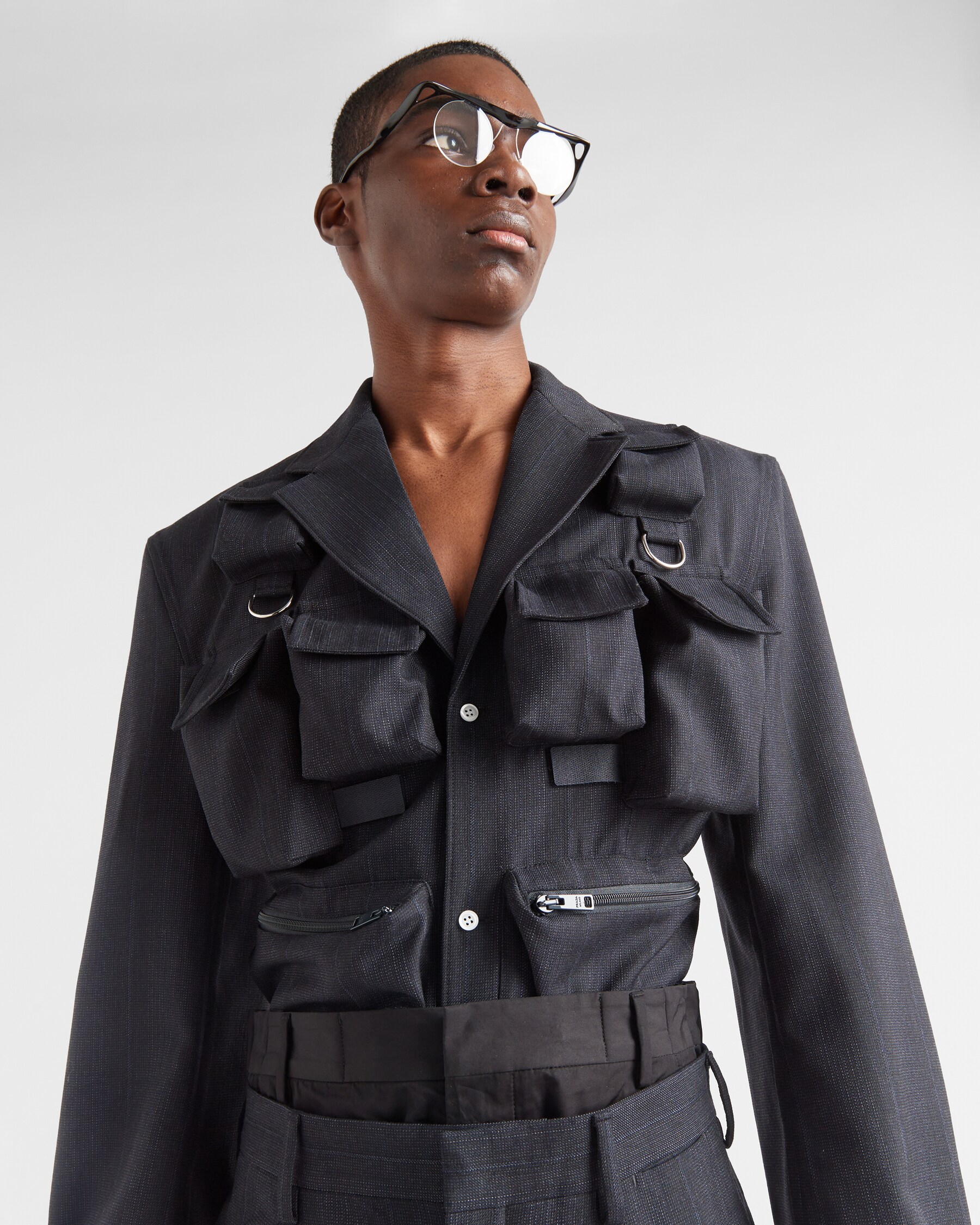Navy Single-breasted Wool Jacket | PRADA