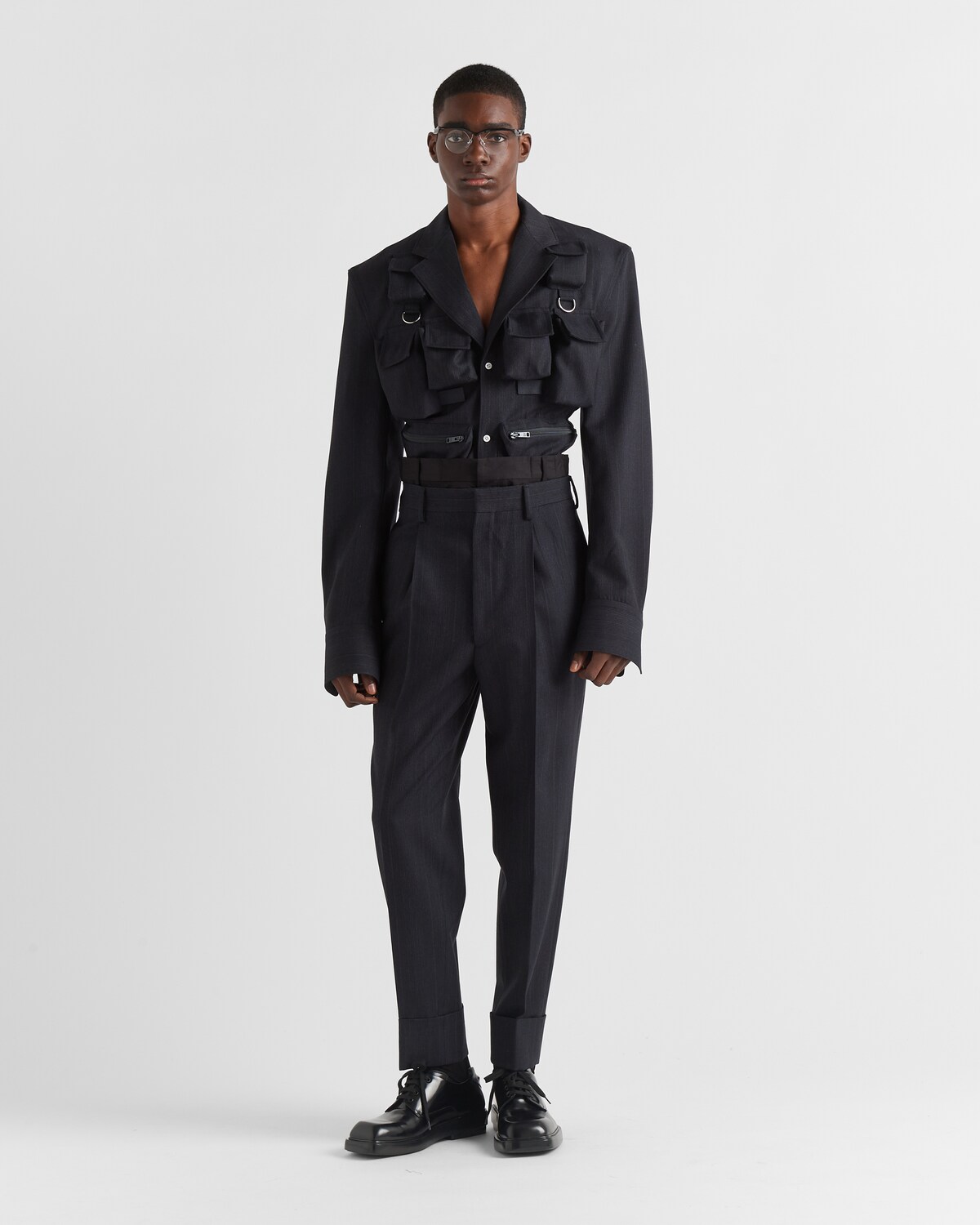 Navy Single-breasted Wool Jacket | PRADA