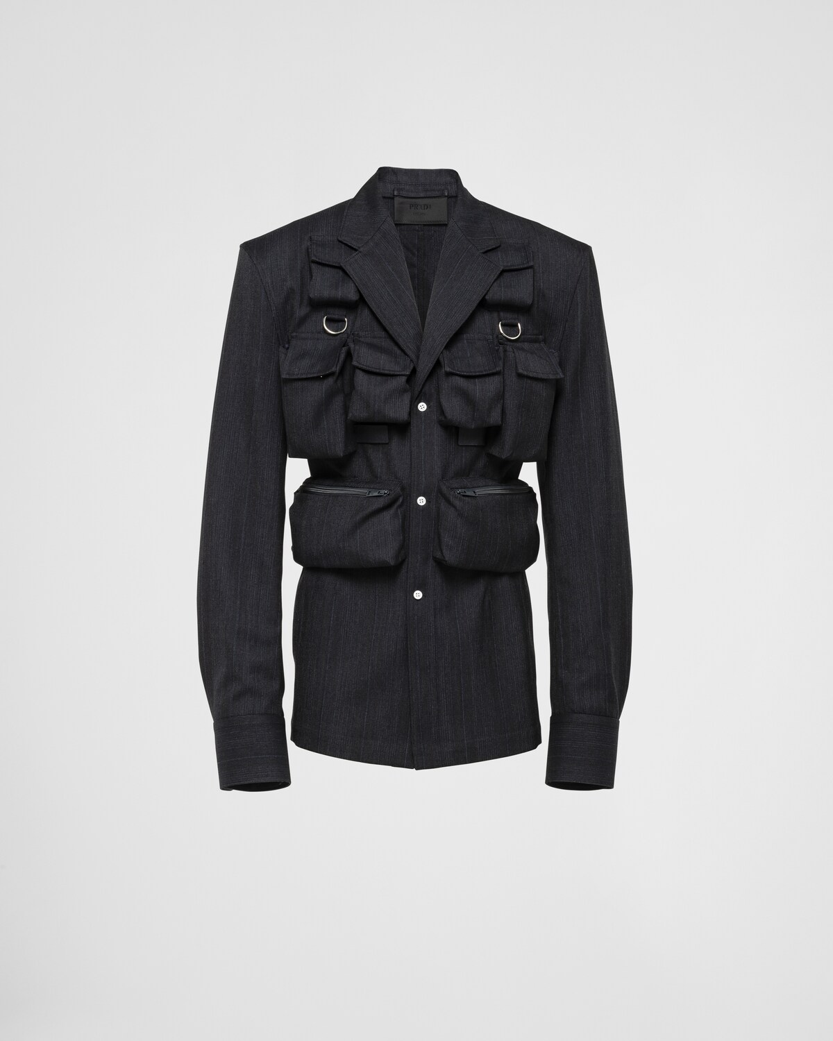 Navy Single-breasted Wool Jacket | PRADA