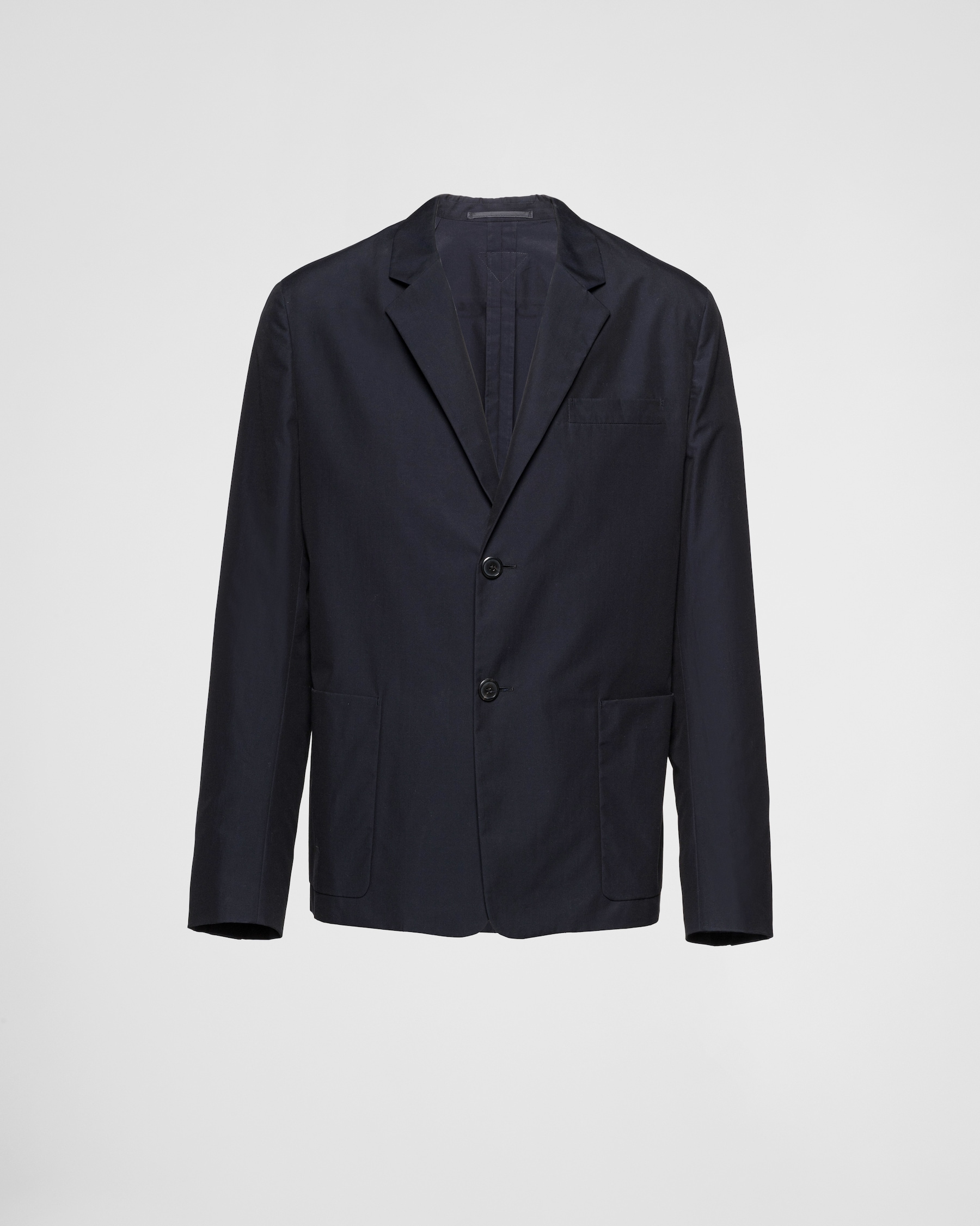 Navy Single-breasted Cotton Jacket | PRADA