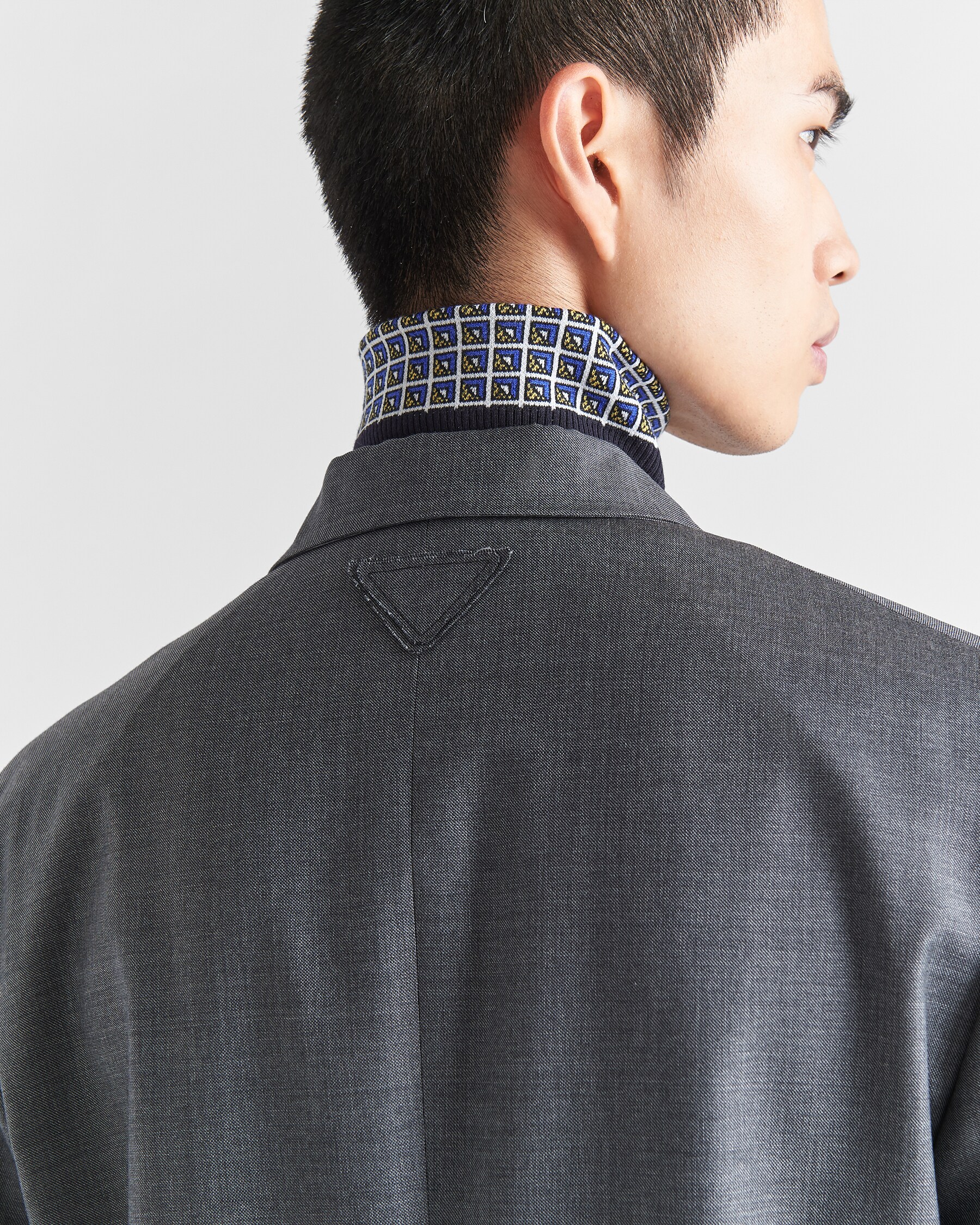 Slate Gray Single-breasted Wool Jacket | PRADA