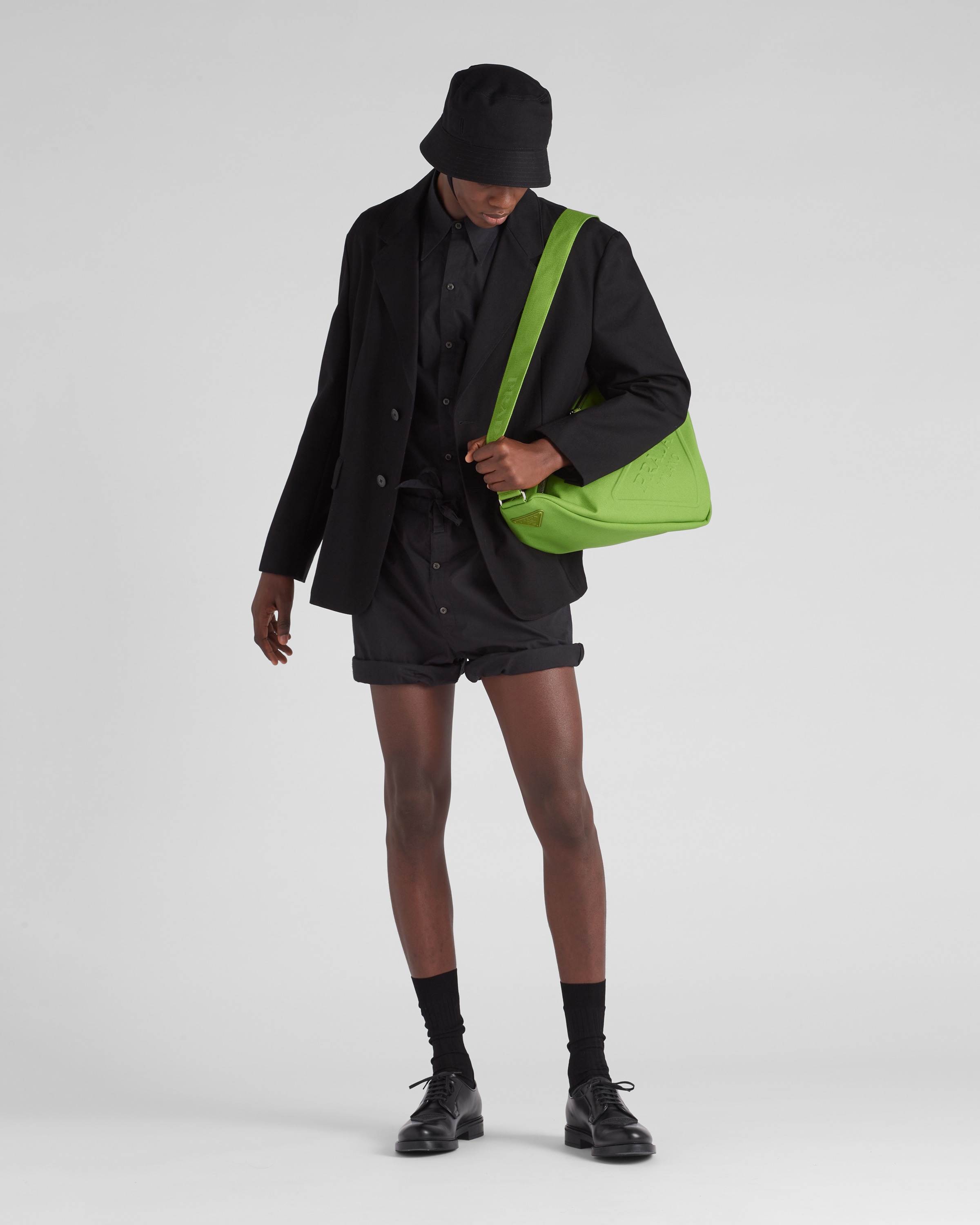 Black Single-breasted cotton jacket | Prada