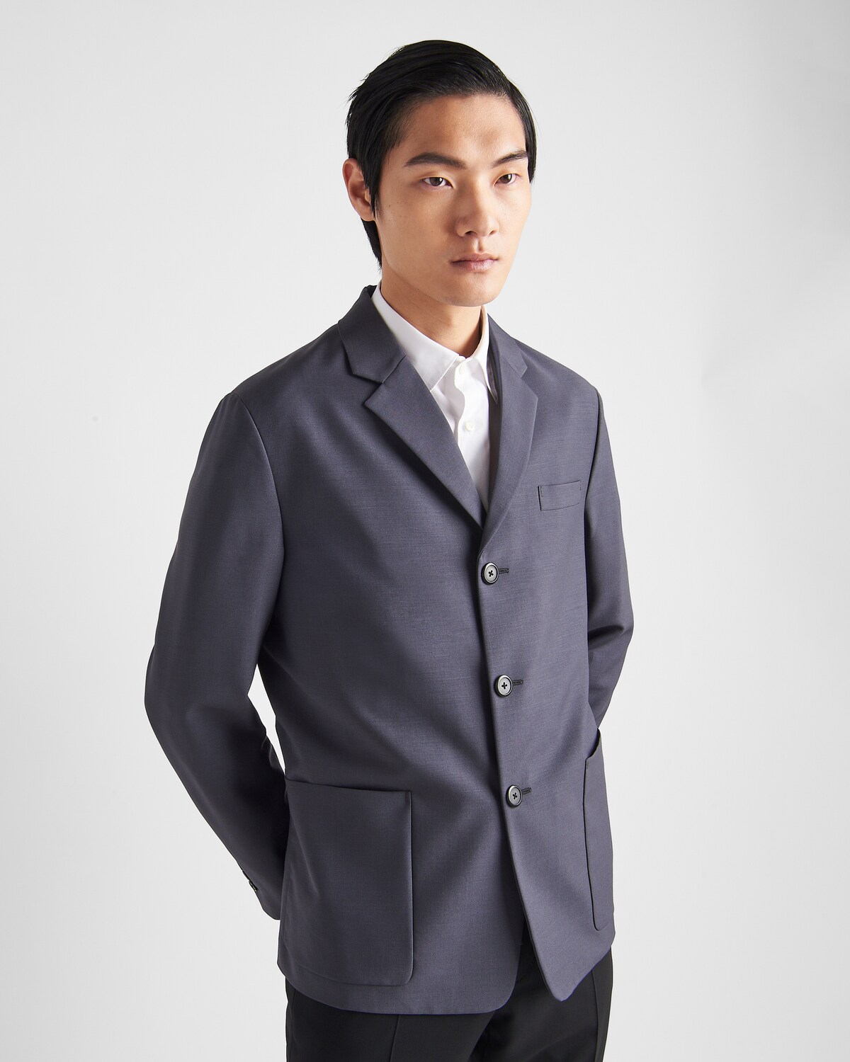 Iron Gray Single-breasted Mohair Wool Jacket | PRADA