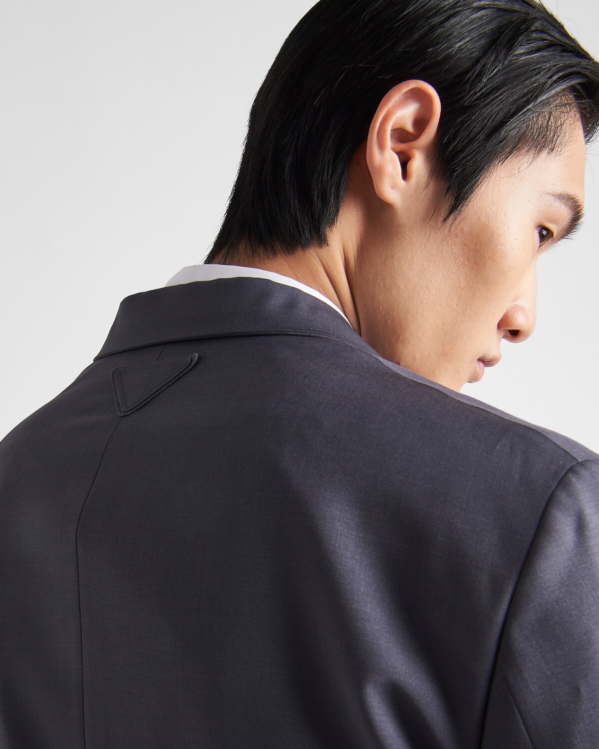 Iron Gray Single-breasted Mohair Wool Jacket | PRADA