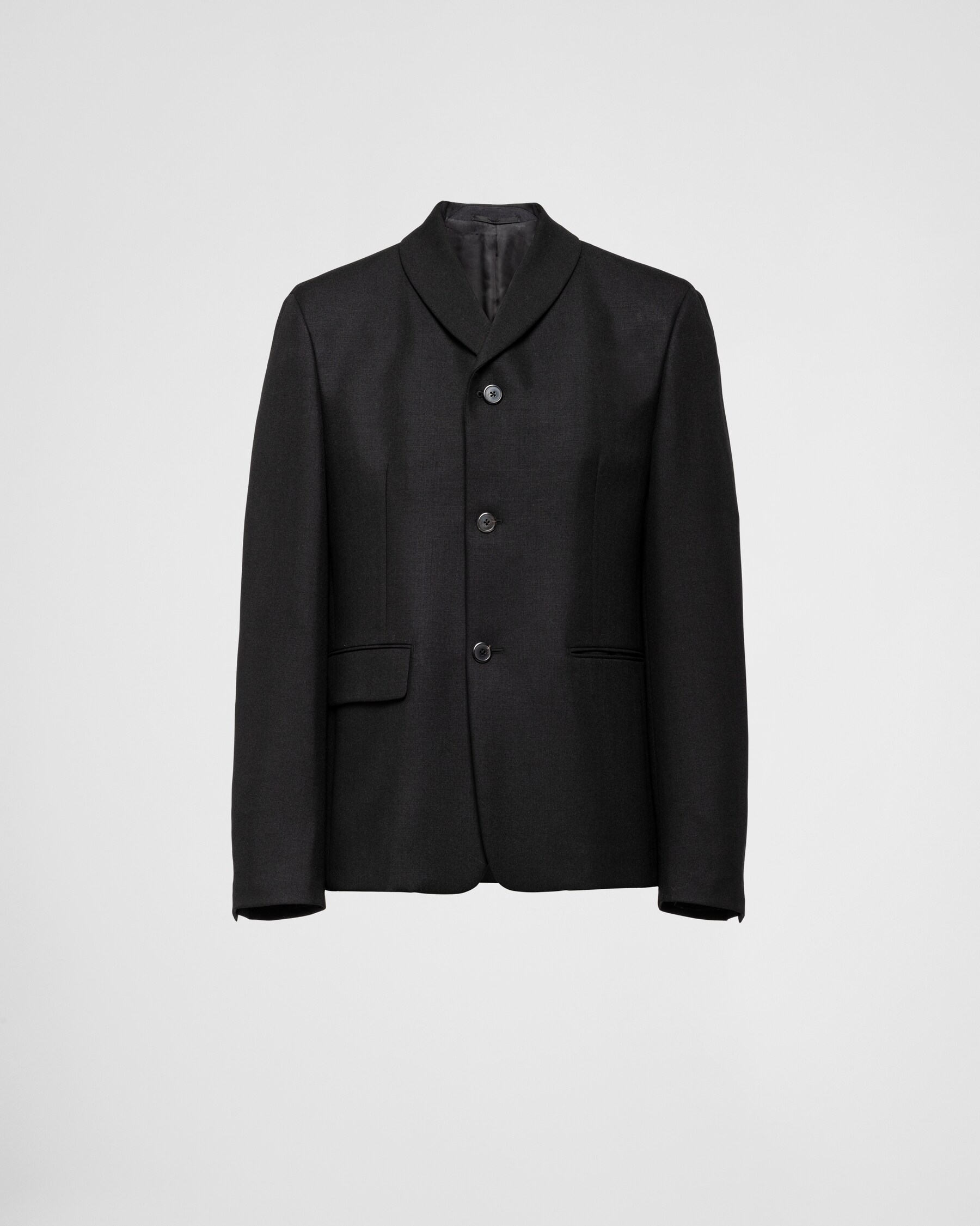 Black Single-breasted Mohair Wool Jacket | PRADA