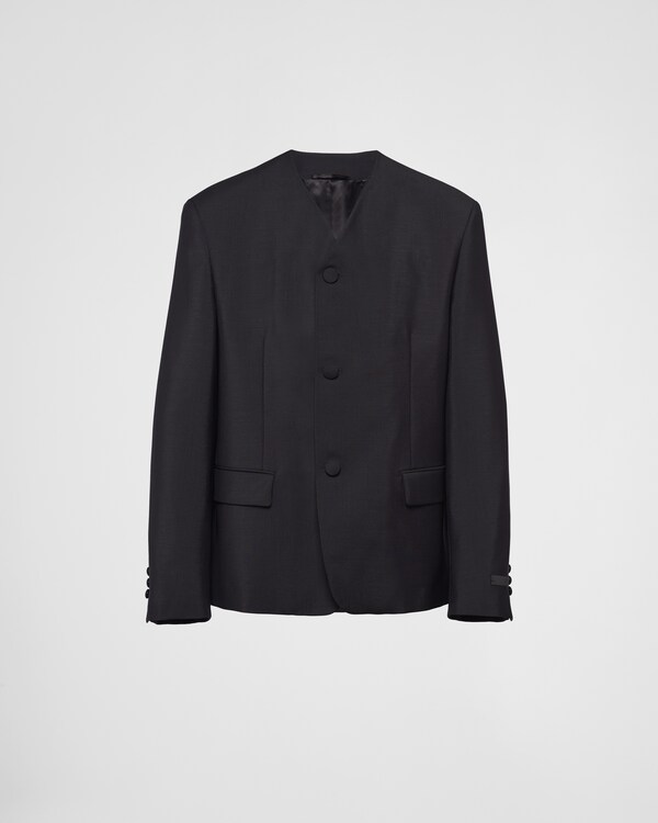 Black Single-breasted Mohair Wool Jacket | PRADA
