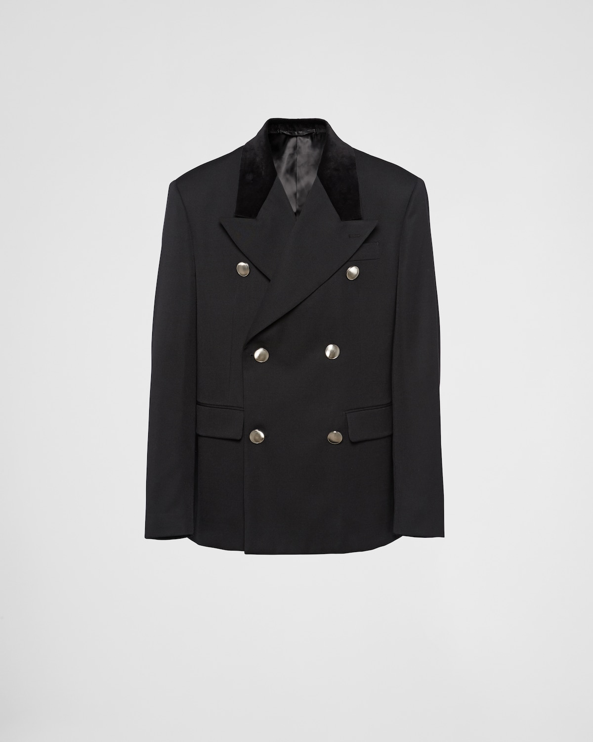 Black Double-breasted Wool Jacket | PRADA
