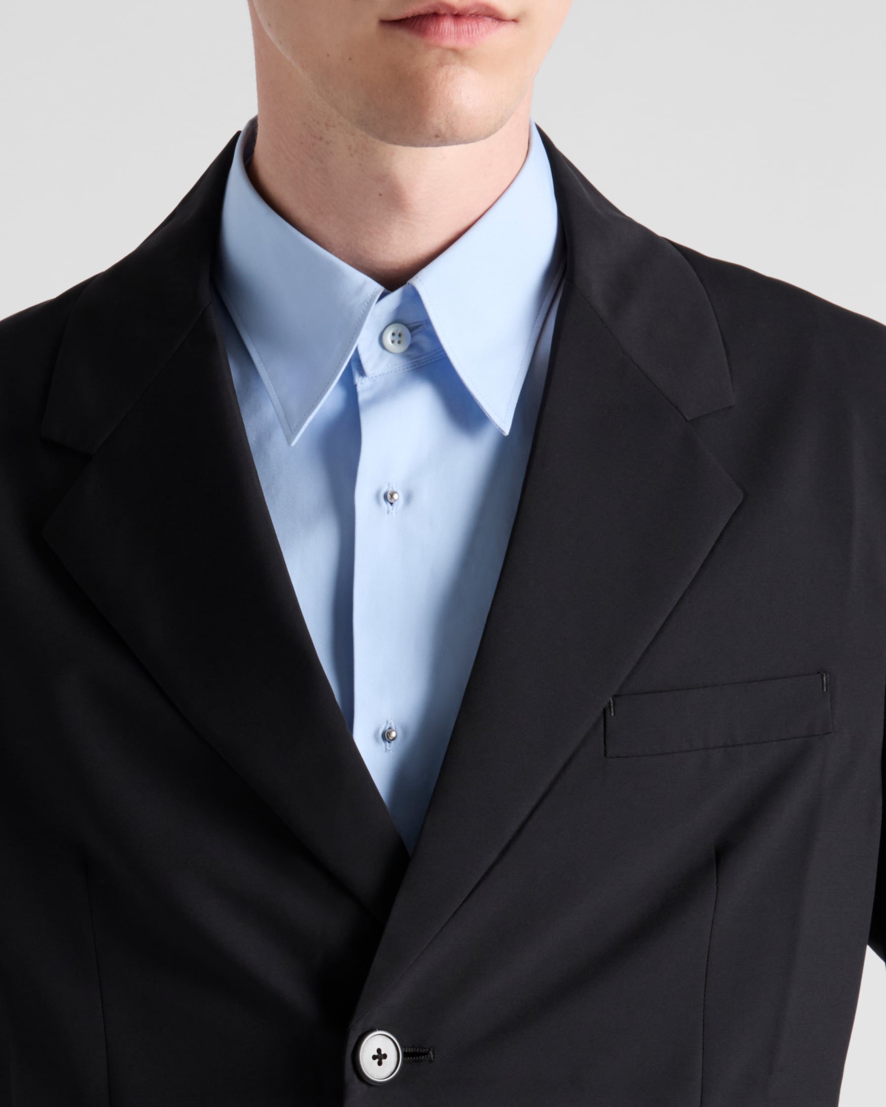 Black Single-breasted Wool Blend Jacket | PRADA