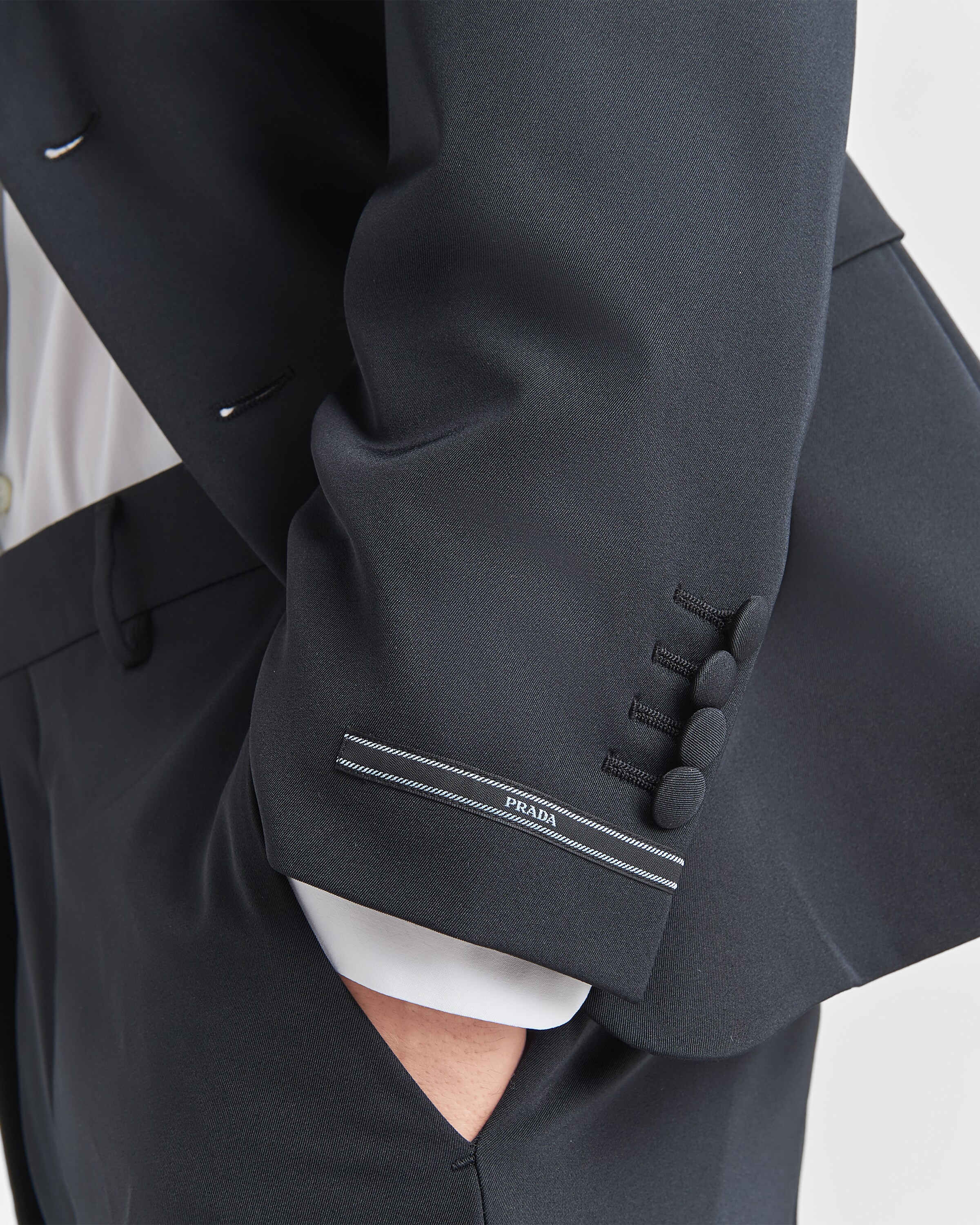 Black Single-breasted techno stretch jacket | Prada