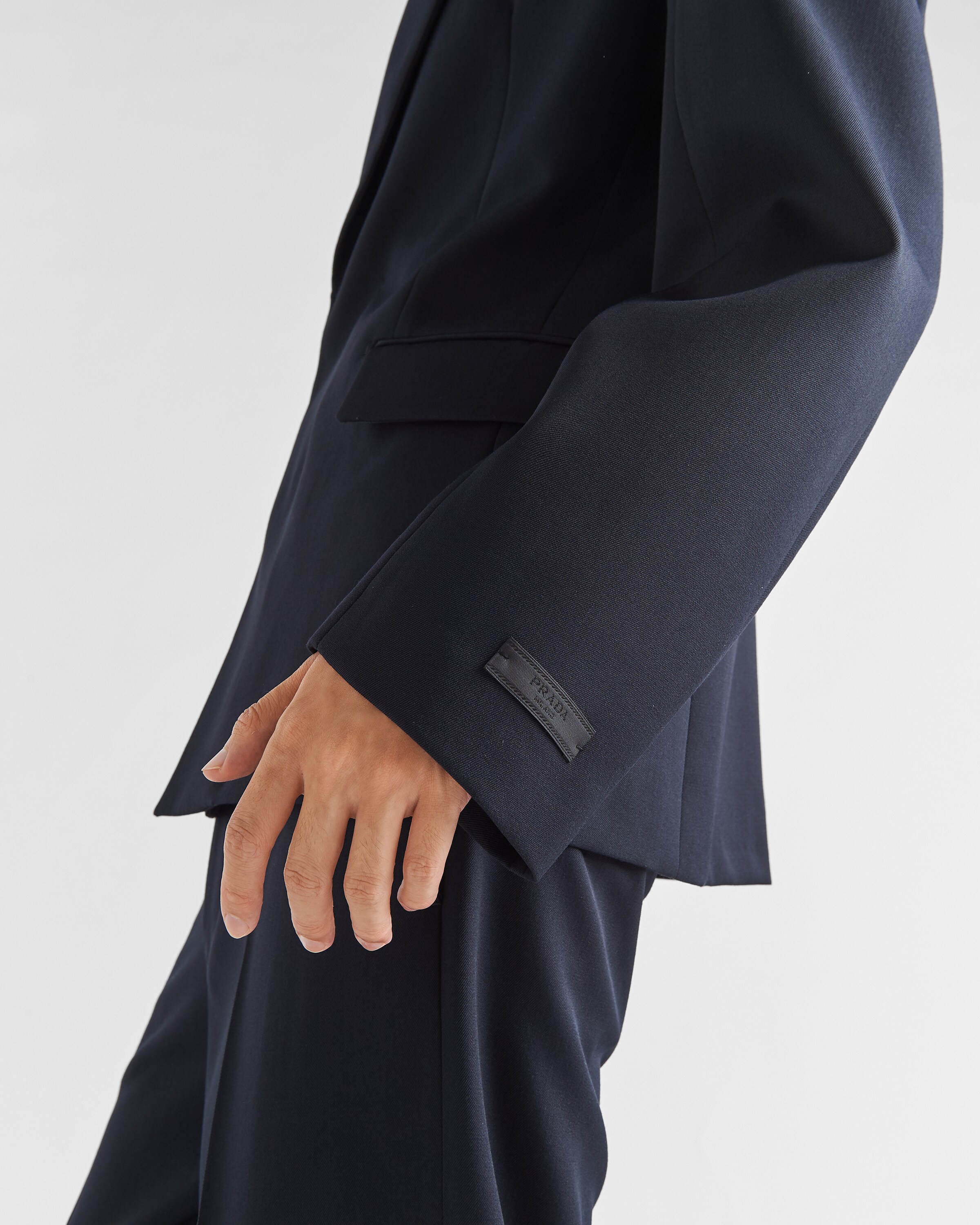 Navy Single-breasted wool jacket | Prada