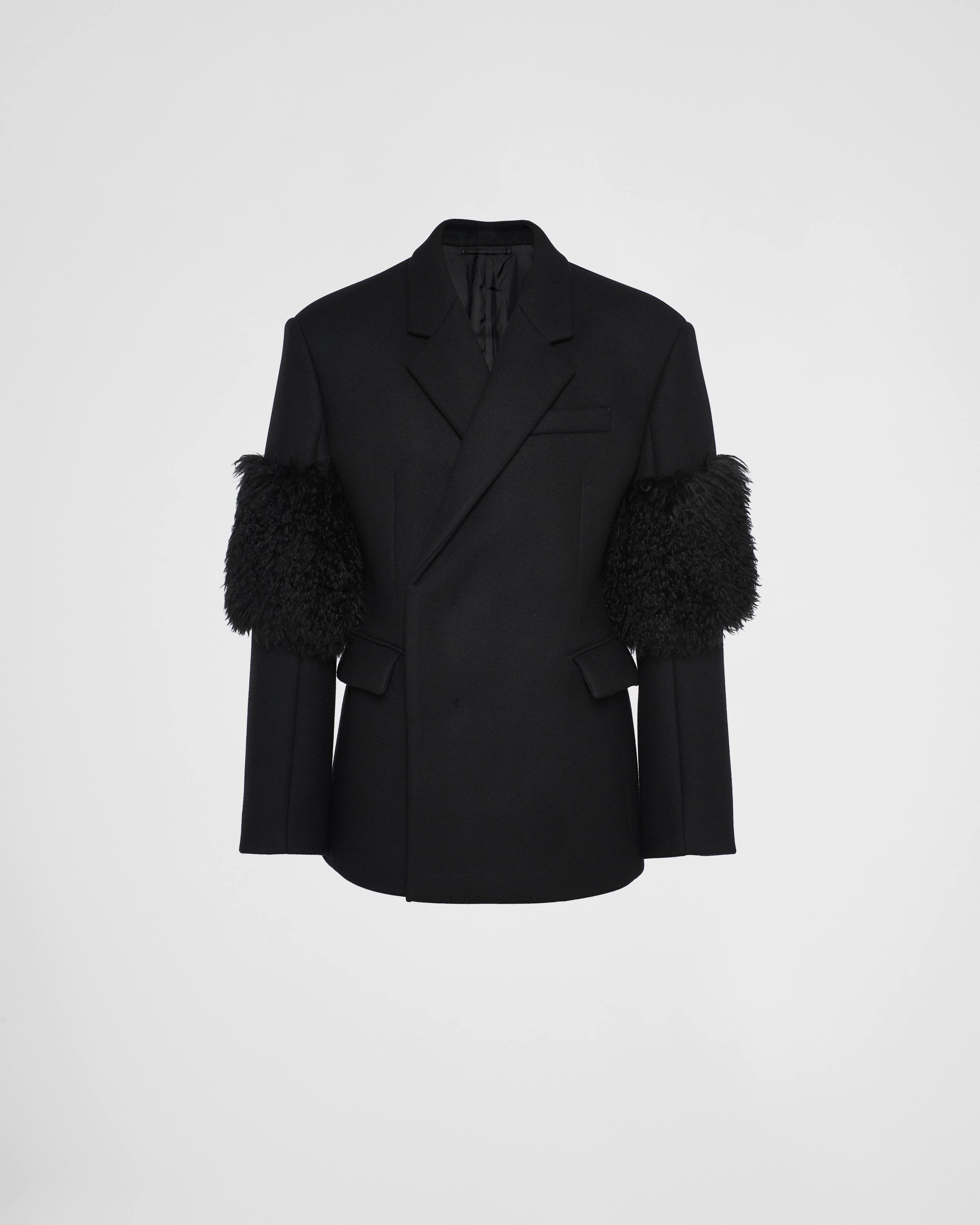 Black Double-breasted Wool Jacket | PRADA