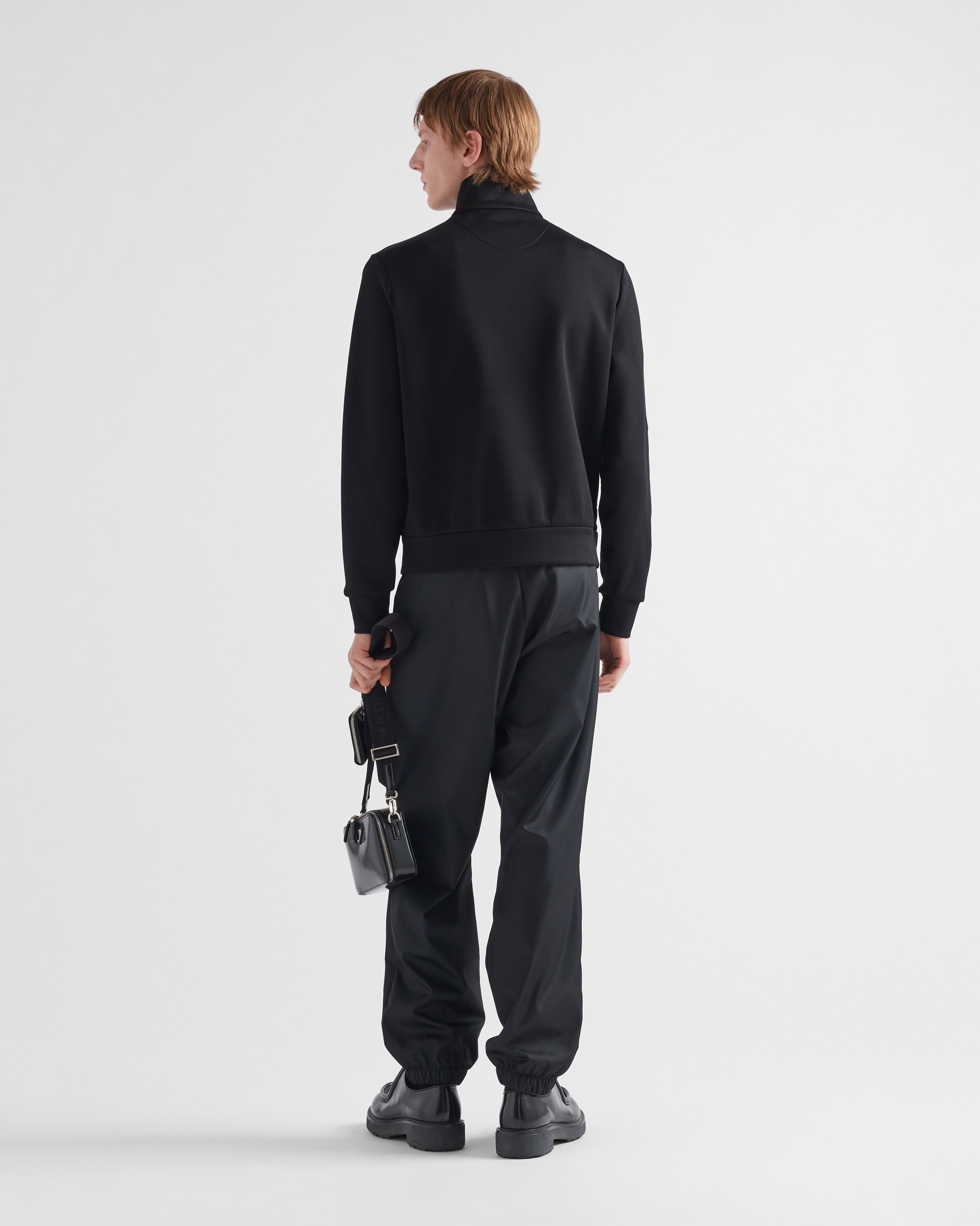 Black/black Sweatshirt With Re-nylon Details | PRADA Black/black Sweatshirt With Re-nylon Details | PRADA